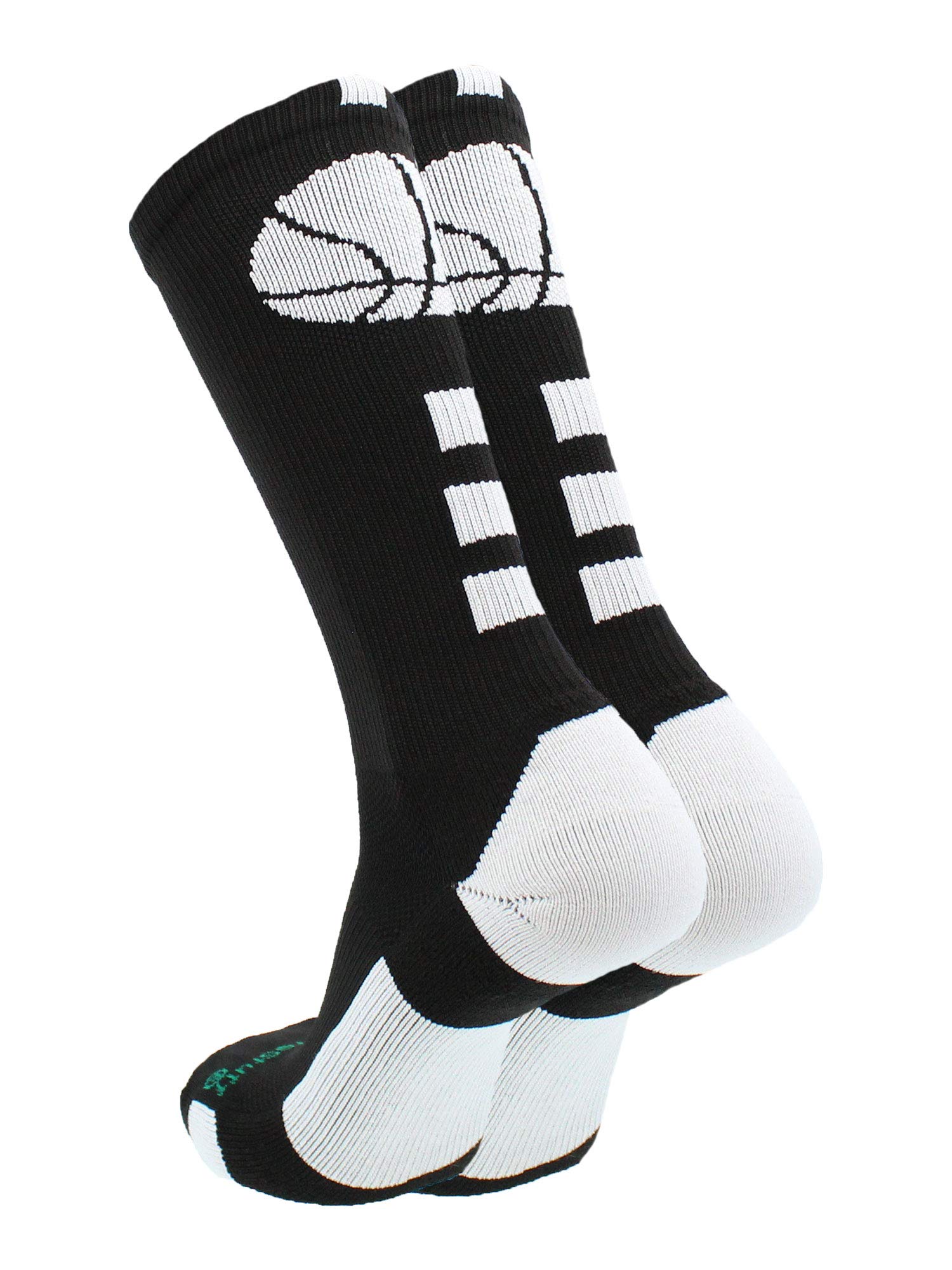 MadSportsStuff Basketball Logo Athletic Crew Socks, Medium - Black/White