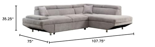 LHLLHL 107 in Living Room Furniture Sectional Gray Color Fabric Sectional with Pull Out Bed Cushion Couch Pillows Storage Sofa