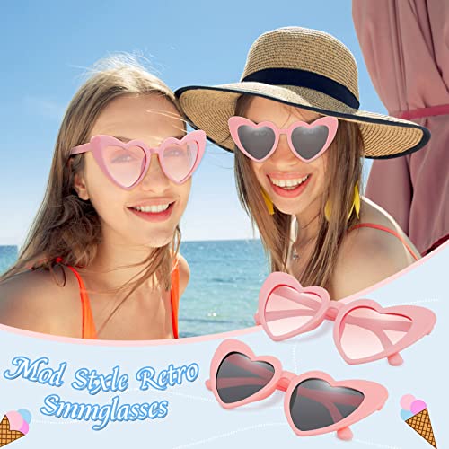 Salfboy Heart Shaped Sunglasses for Women Bride Sunglasses Bachelorette Vintage Cat Mod Wedding Sunglasses(8805-2*pink)