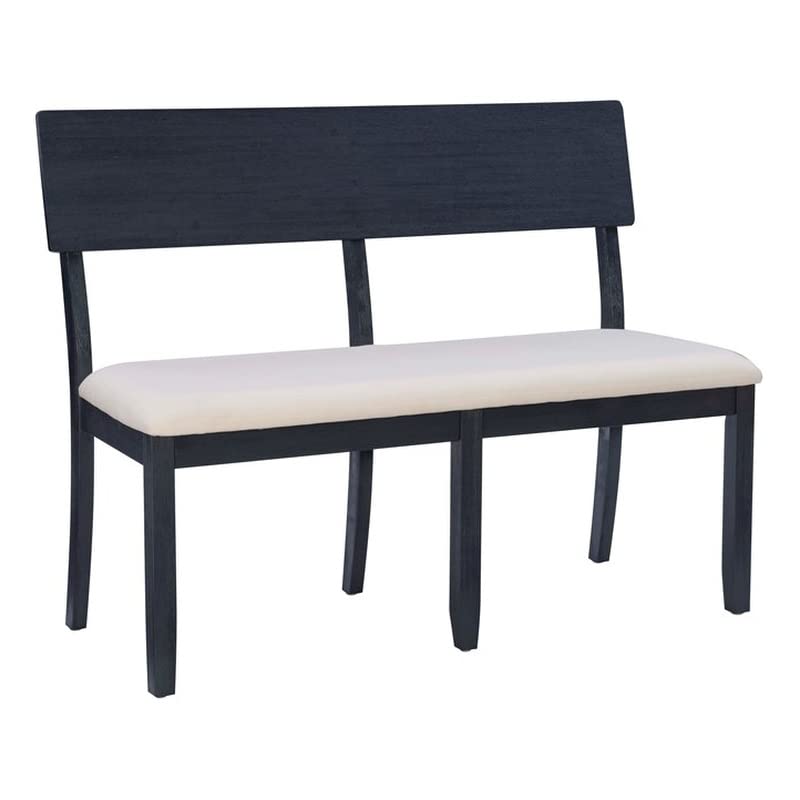 Linon Jordan Wood Dining Bench in Dark Charcoal Gray
