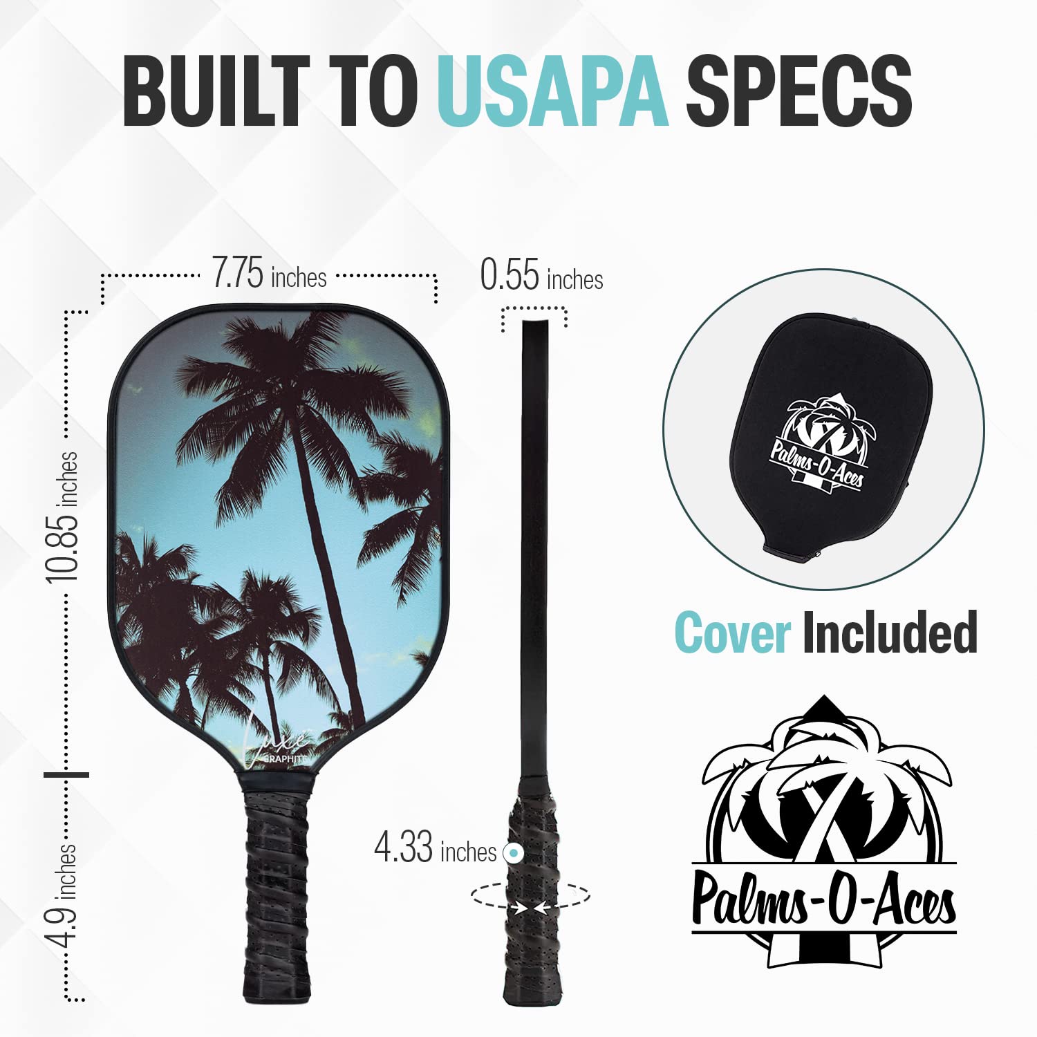 Palms-O-Aces Carbon Fiber Pickleball Paddles β Lightweight & Durable Pickleball Rackets for Adults - Enhanced Spin Texture - Toray 700 Graphite Pickleball Paddle - Cover Included