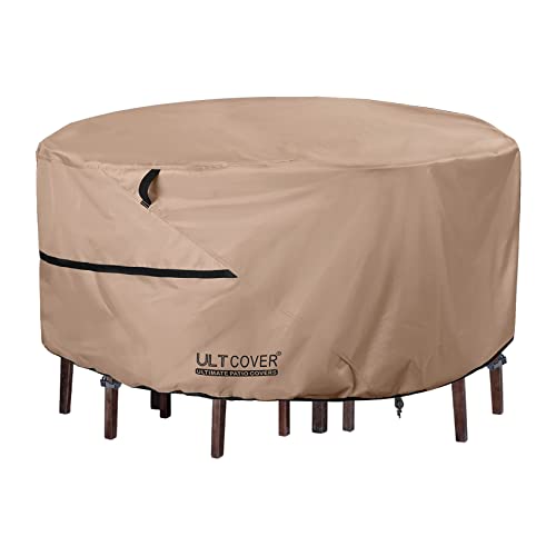 ULTCOVER Round Patio furniture Cover - Outdoor Waterproof Table with Chair Set Cover 92 inch