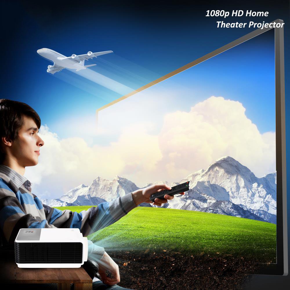 Pyle Updated Pyle Video Projector 5.8β LCD Panel LED Lamp Cinema Home Theater with Built-in Stereo Speakers 2 HDMI Ports & Keystone Adjustable Picture Projection for TV PC Computer and Laptop PRJLE83