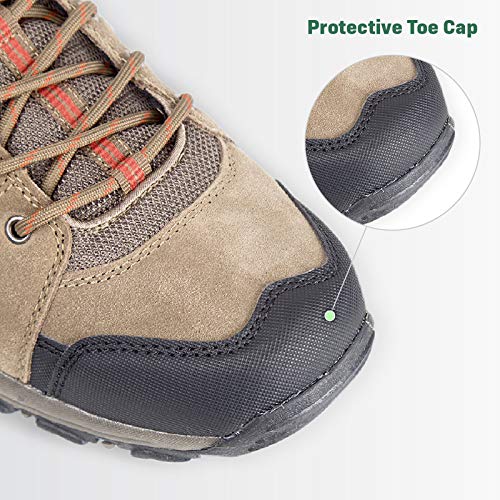 Nord Trail Mt. Hunter Low II Hiking Boots for Men - Taupe & Orange Suede Boot - 9.5