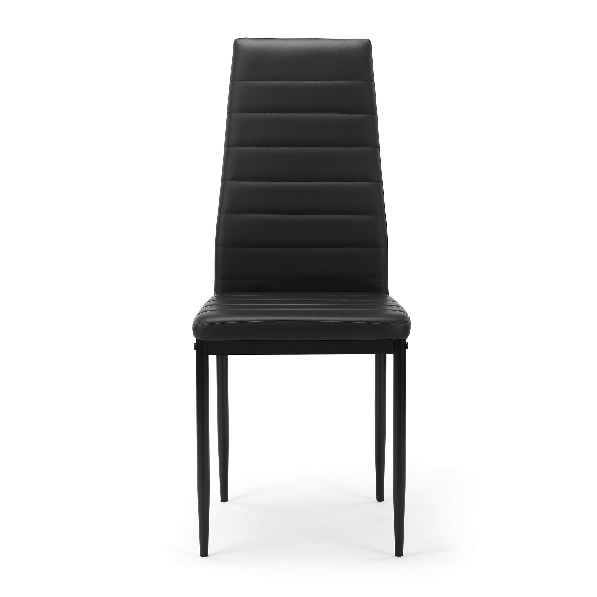 LIADTOP Set for 4, PU Leather Set of 4 Living, Modern Upholstered Side Chairs with Stable Metal Legs,for Dining Room, Kitchen, Restaurant,Black