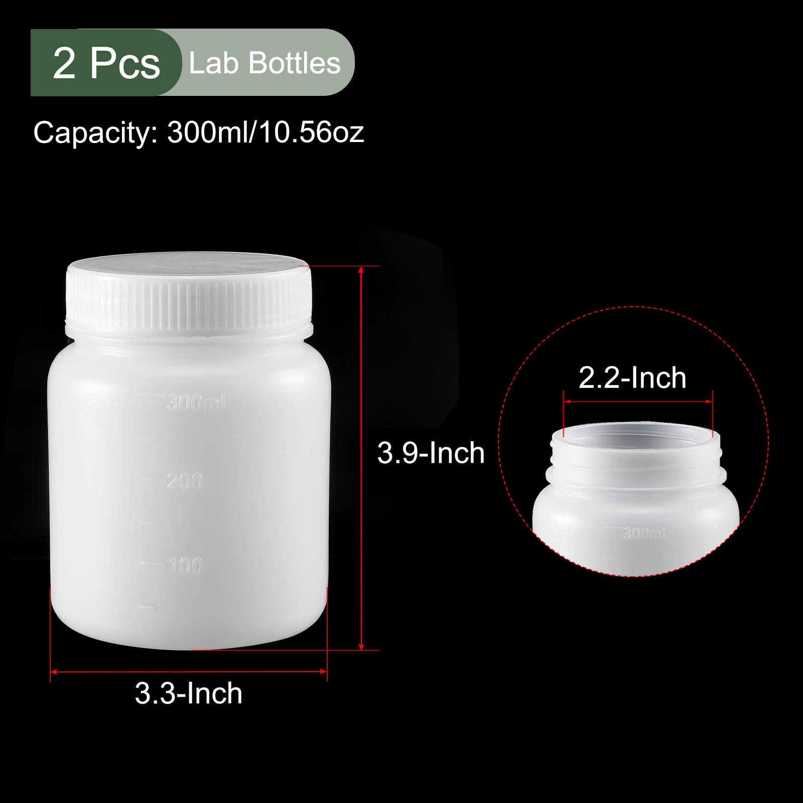 YOKIVE 2 Pcs Chemical Storage Bottle, Wide Mouth Containers with Scale | Reagent Sample Sealing, Great for Laboratory, Store, Factory (White, 2000-ML)