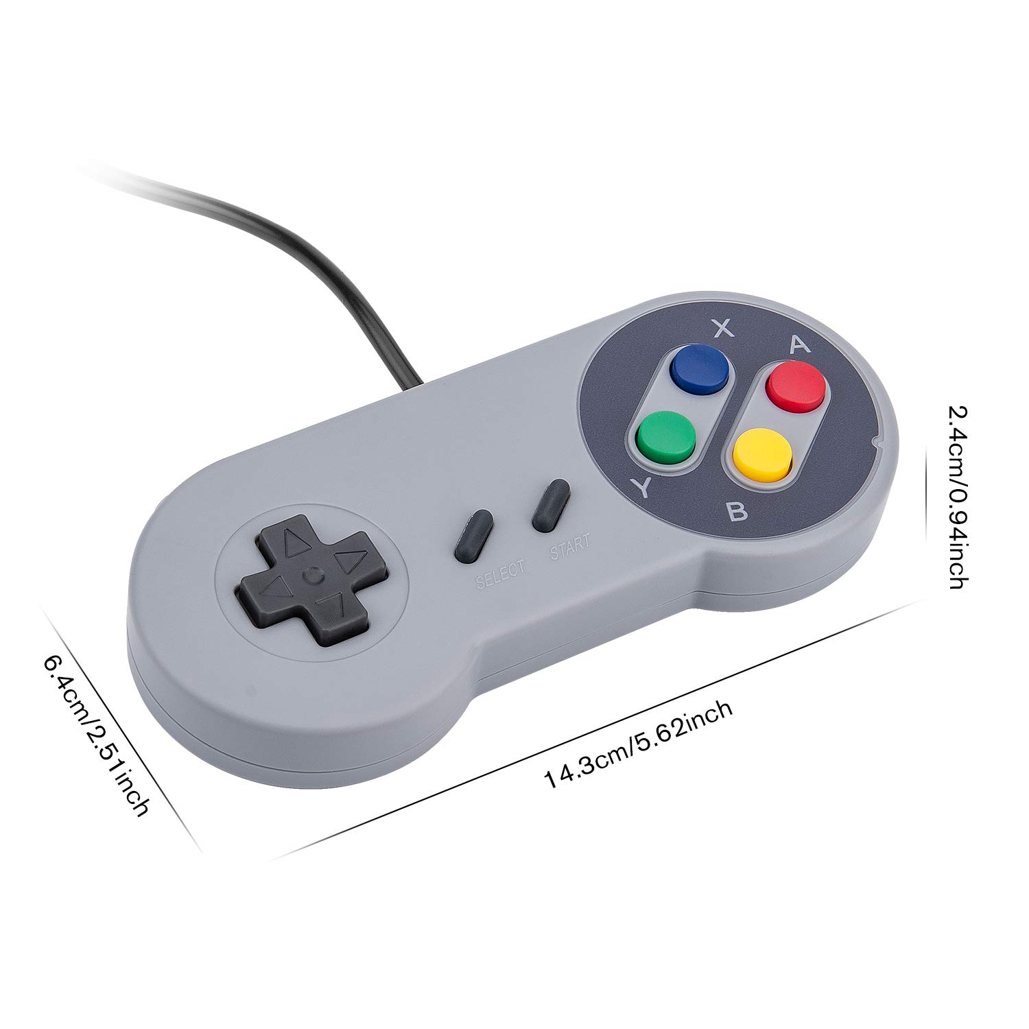 mafiti Game Controller SNES Retro USB Controller Joystick for Windows PC MAC Linux Raspberry Pi 2 Pack (Grey)