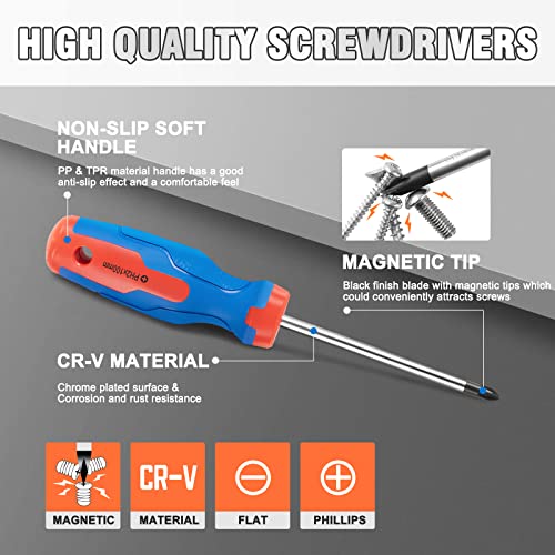 XJX 21-Piece Magnetic Screwdriver Set, Precision Screwdriver Set Phillips/Slotted/Torx Screwdriver Set Professional Cushion Grip Screw Driver Set with Tester Screwdriver, Magnetizer