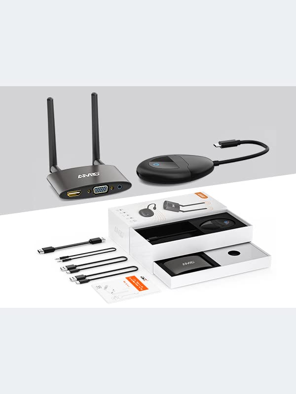 Wireless HDMI Transmitter and Receiver 4K, USB C & HDMI Dual Transmit Ports, HDMI & VGA Dual Screens, 2.4/5G Streaming Smooth Video/Audio Extender 165FT/50M for Mac, Cable Box,Phone, Laptop,Blu-ray