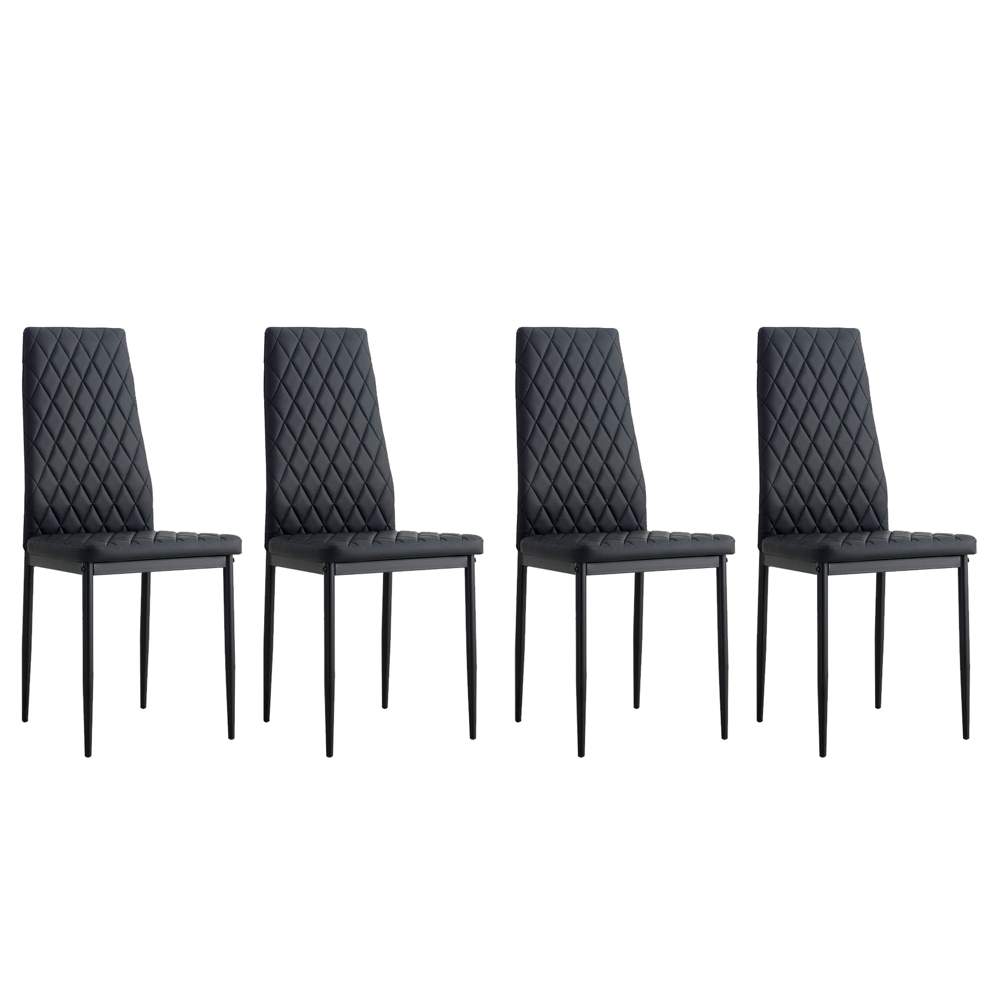 LIADTOP Set for 4, PU Leather Set of 4 Living, Modern Upholstered Side Chairs with Stable Metal Legs,for Dining Room, Kitchen, Restaurant,Black