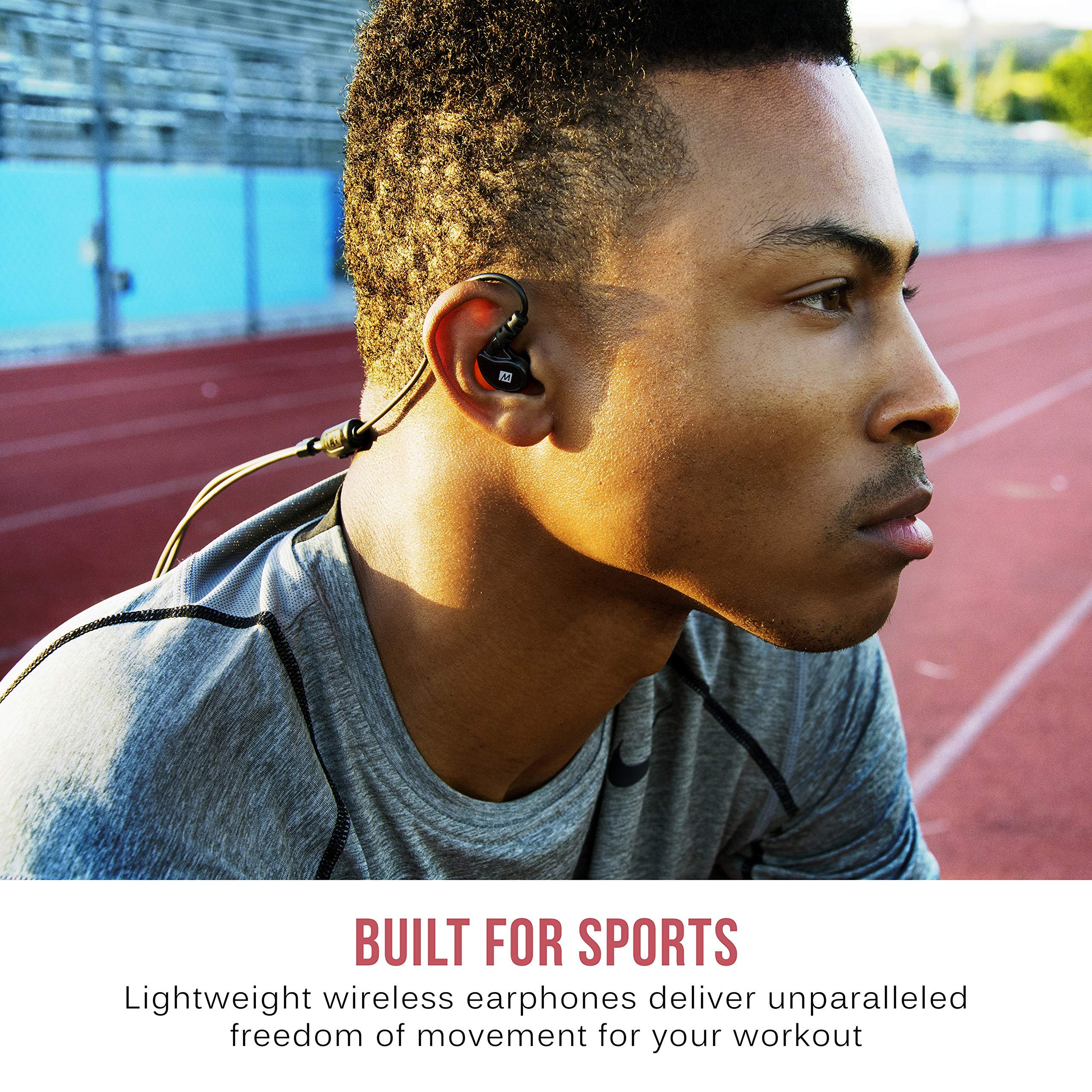 MEE audio M6B Bluetooth Wireless Sweatproof Sports in-Ear Headphones with Headset, Bluetooth 5.0, and 9 Hour Battery Life (Latest Version)