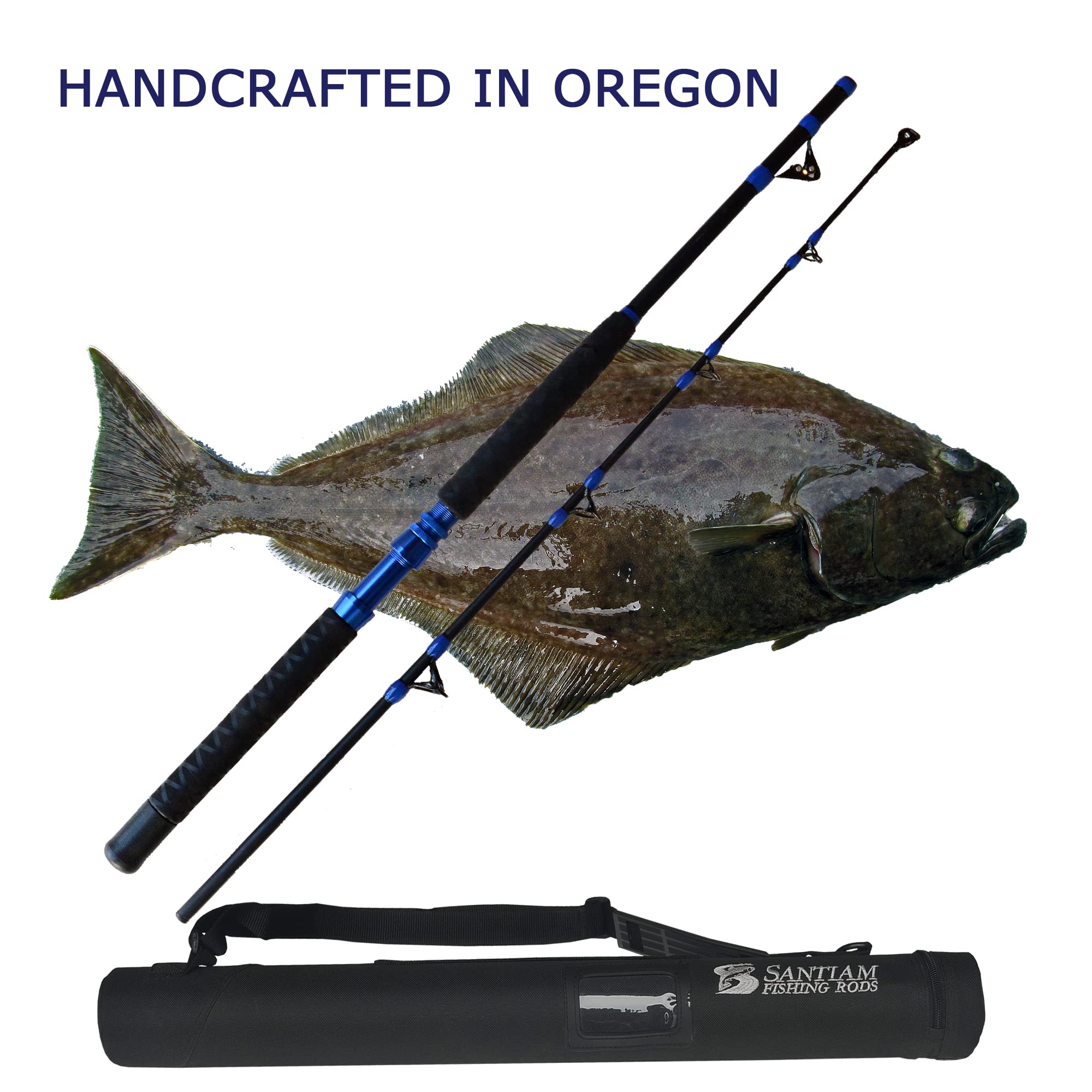 SANTIAM FISHING RODS Travel Rod 2 Piece 6' 40-100lb Carbon Braid Halibut/Tuna/Saltwater Rod