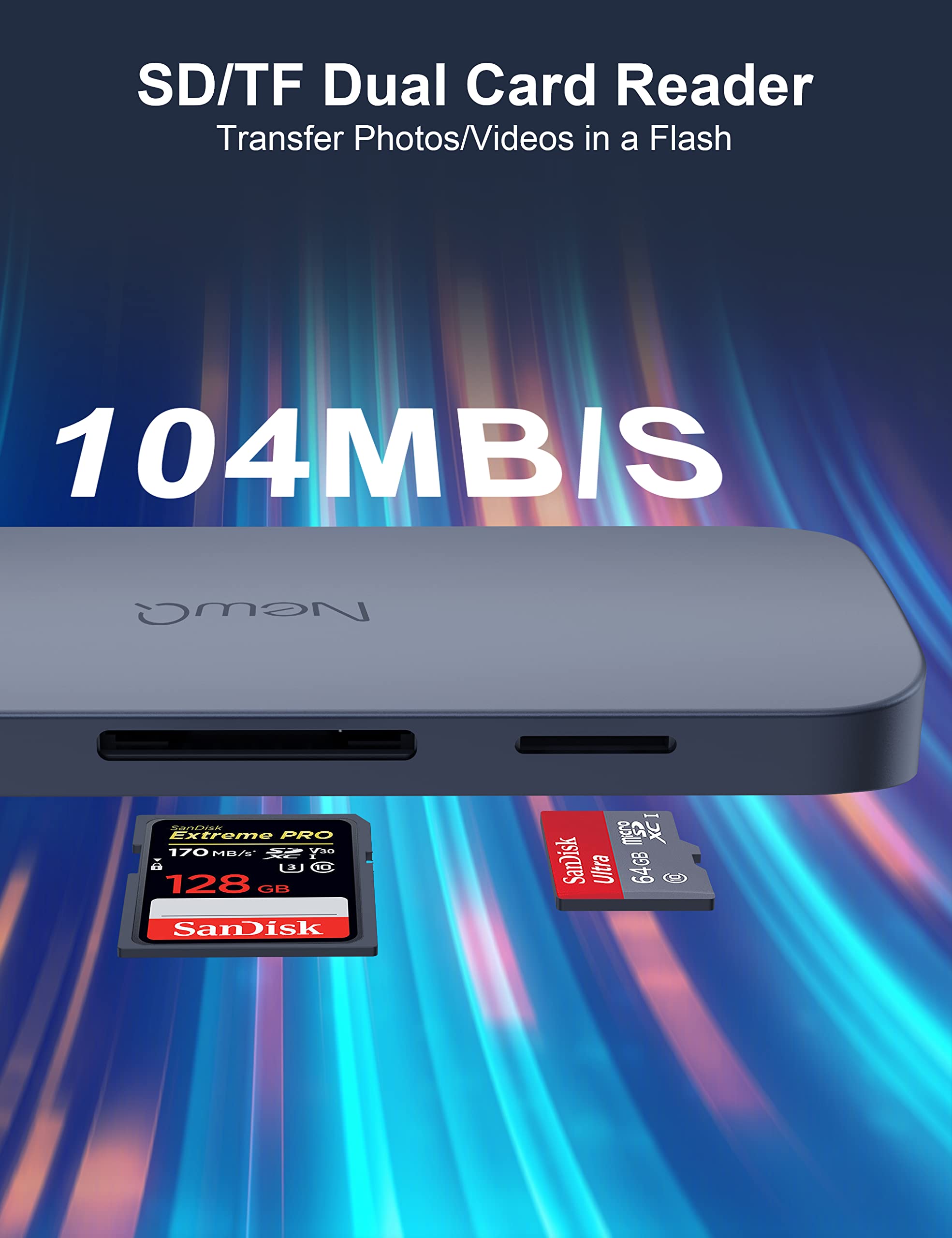 USB C Hub: NewQ 9-in-1 USB-C Adapter with 100W PD, 4K HDMI, 3*USB A 5Gbps, SD/MicroSD Reader, Audio Jack, Gigabit Ethernet, for iPad Pro, MacBook Pro/Air, USB-C(Thunderbolt 3&4) Laptops