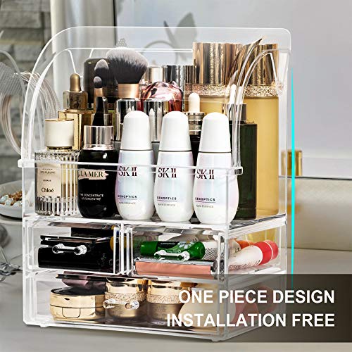 Mayyol Acrylic Makeup Organizer and Storage, Professional Skin Care Organizer Cosmetics Display Cases with Drawers, Dust Water Proof Makeup Storage for Vanity
