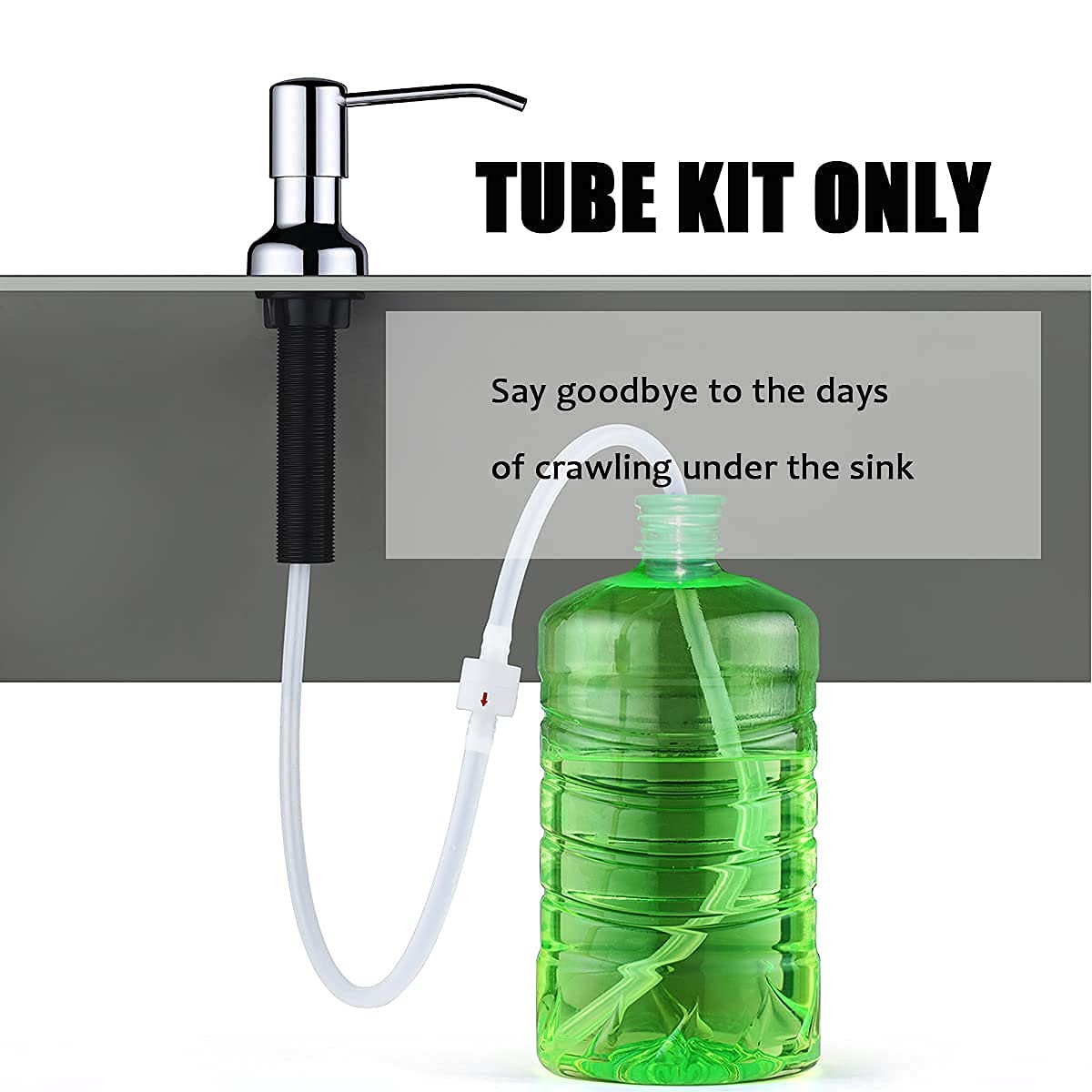Soap Dispenser Extension Tube Kit with Check Valve, 47" Under Counter Soap Dispenser Tube for Kitchen Sink, Fit Most Soap Containers, Powerful Suction, Never Fill The Little Bottle Again SonTiy