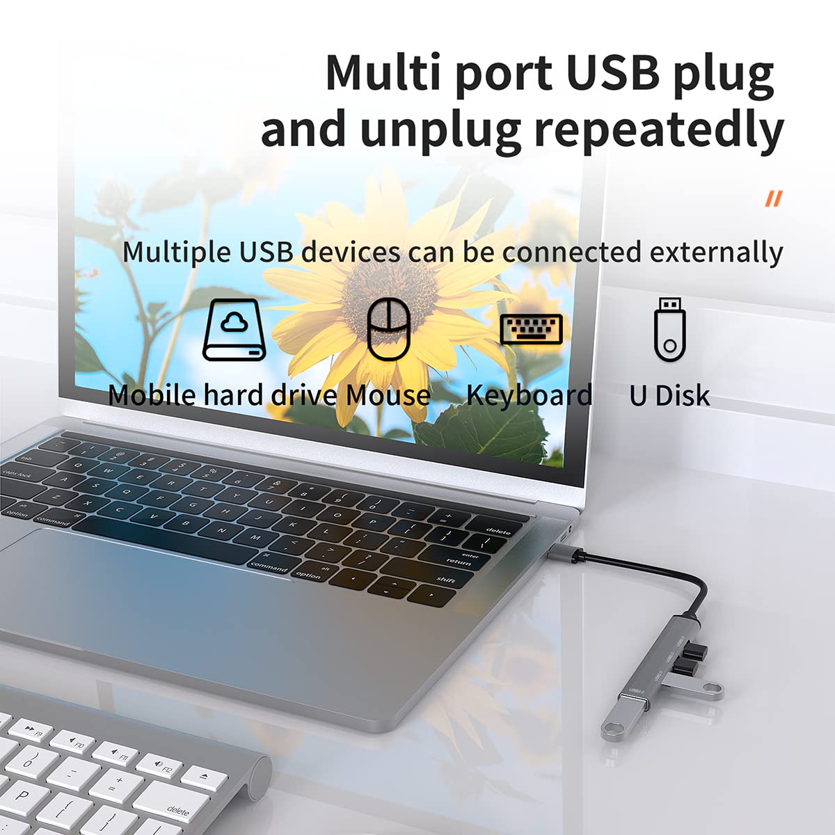 USB 3.0 Hub Extensions, 4-Port USB 3.0 & USB 2.0 Ultra Slim Hub, Portable Multi USB Port HUB for Desktop, Laptop, MacBook, Xbox, PS4, Printer, Flash Drive, Mobile HDD…