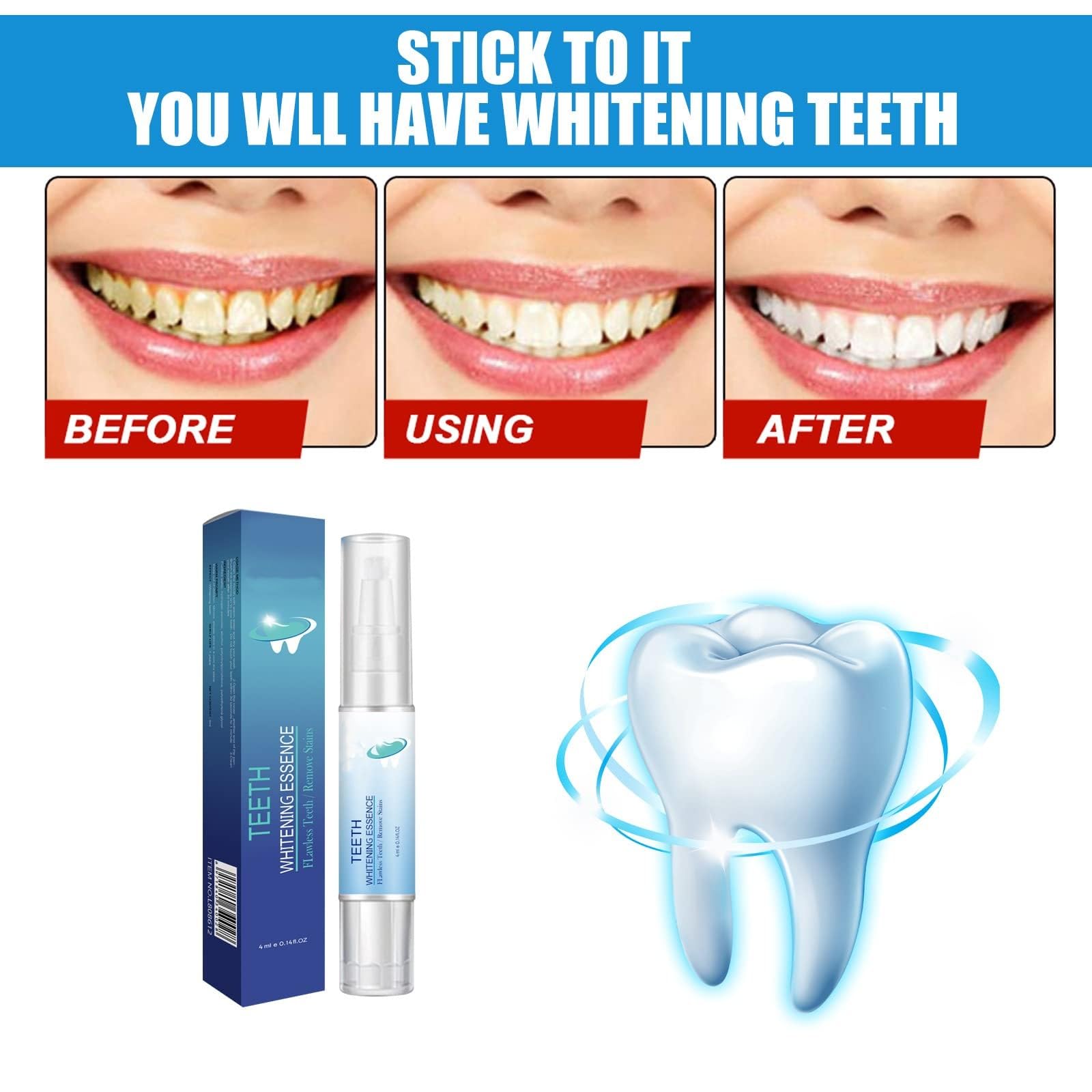 Teeth Whitening Essence,Teeth Whitening Essence Pen, Teeth Stain Remover to Whiten Teeth, Teeth Whitening Gel, Fast and Effective Removal Tooth Stain Removal