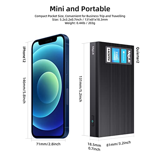 MeLE Quieter2D Fanless Mini PC Windows 11 Home Celeron N4000 4GB RAM 128GB Support Windows 10 11 Linux Ubuntu Dual 4K HDMI Display Portable Small Desktop Computer for IoT Business Home Office