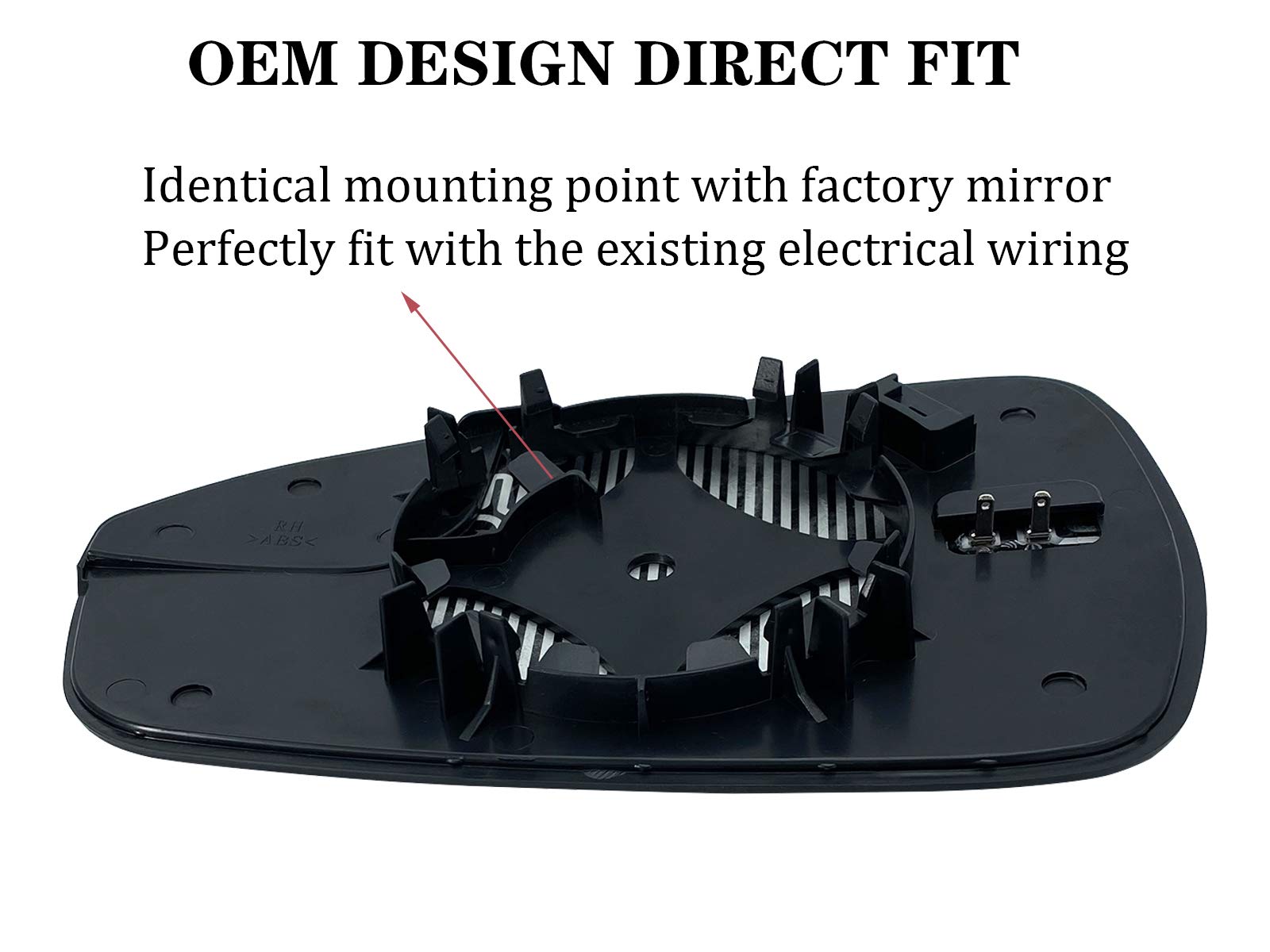 Passenger Right Side Mirror Replacement for 2013 2014 2015 2016 2017 2018 2019 2020 Ford Fusion Side Mirror Glass - Side View Heated Convex Mirror with Blind Spot Rear Holder