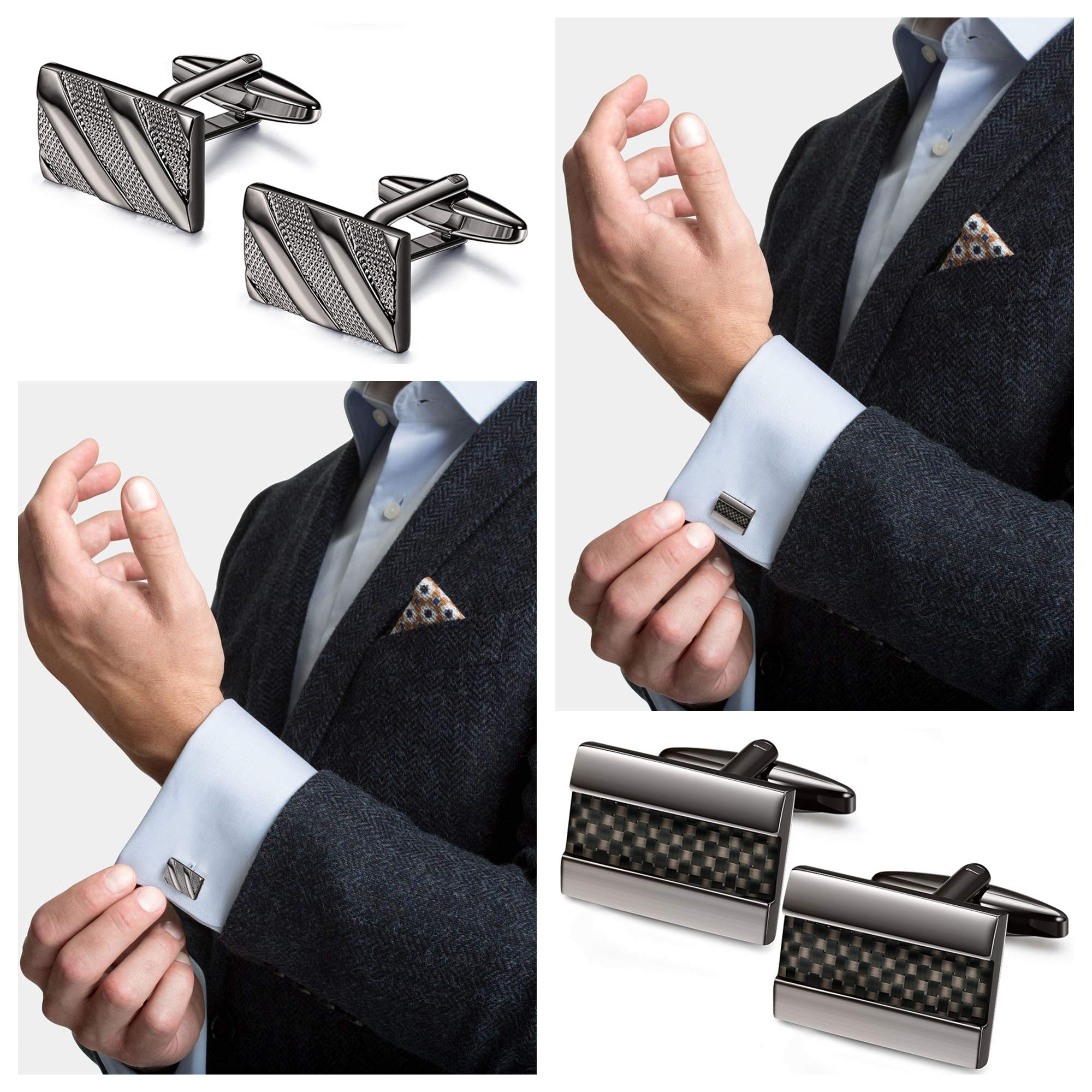 LOLIAS 6 Pairs Mens Cufflinks Set Classic Wedding Unique Cufflink for Tuxedo Shirts Formal Business Shirts