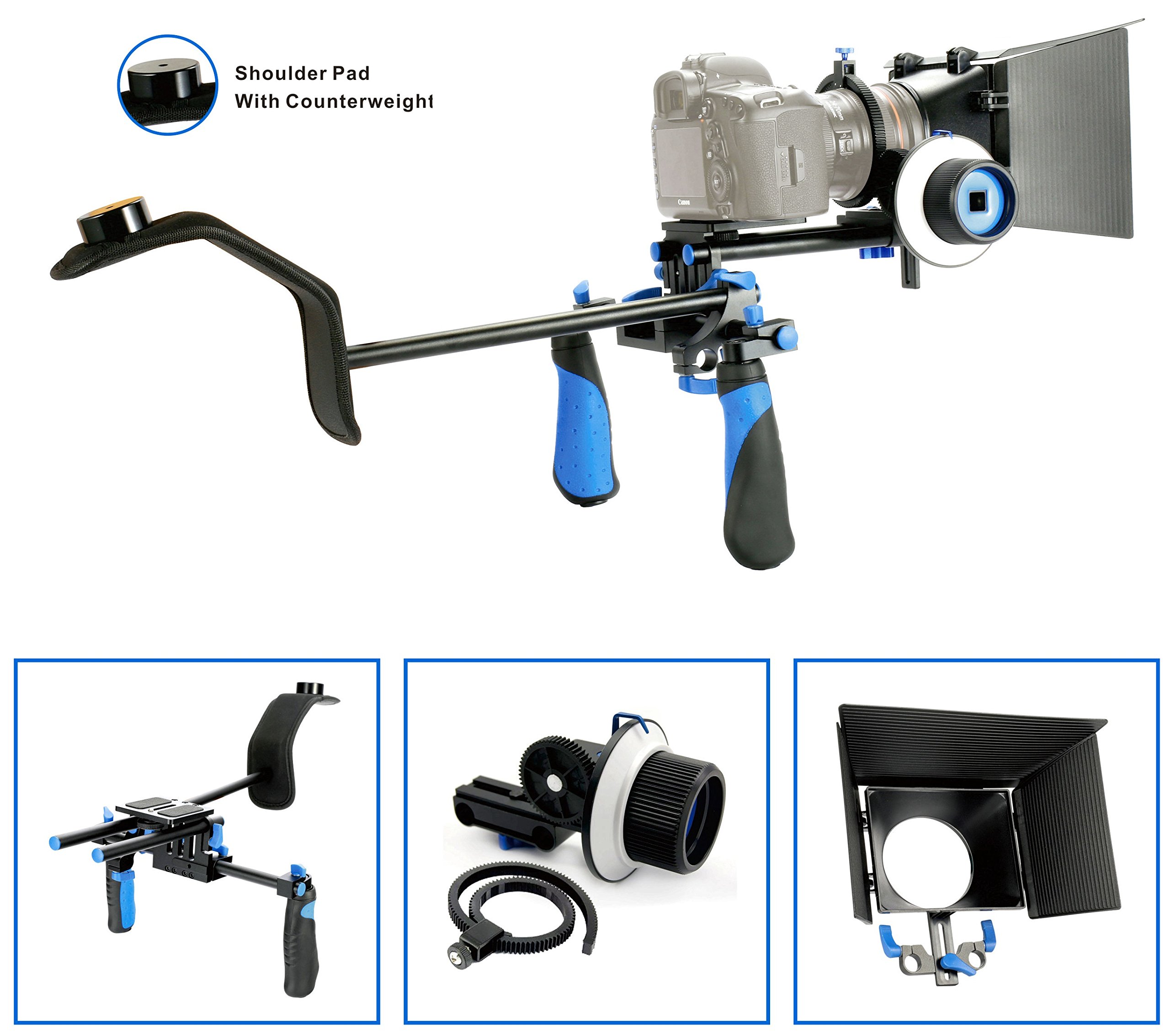 Morros Professional DSLR Rig with Follow Focus and Matte Box for All DSLR Cameras and Video Camcorders