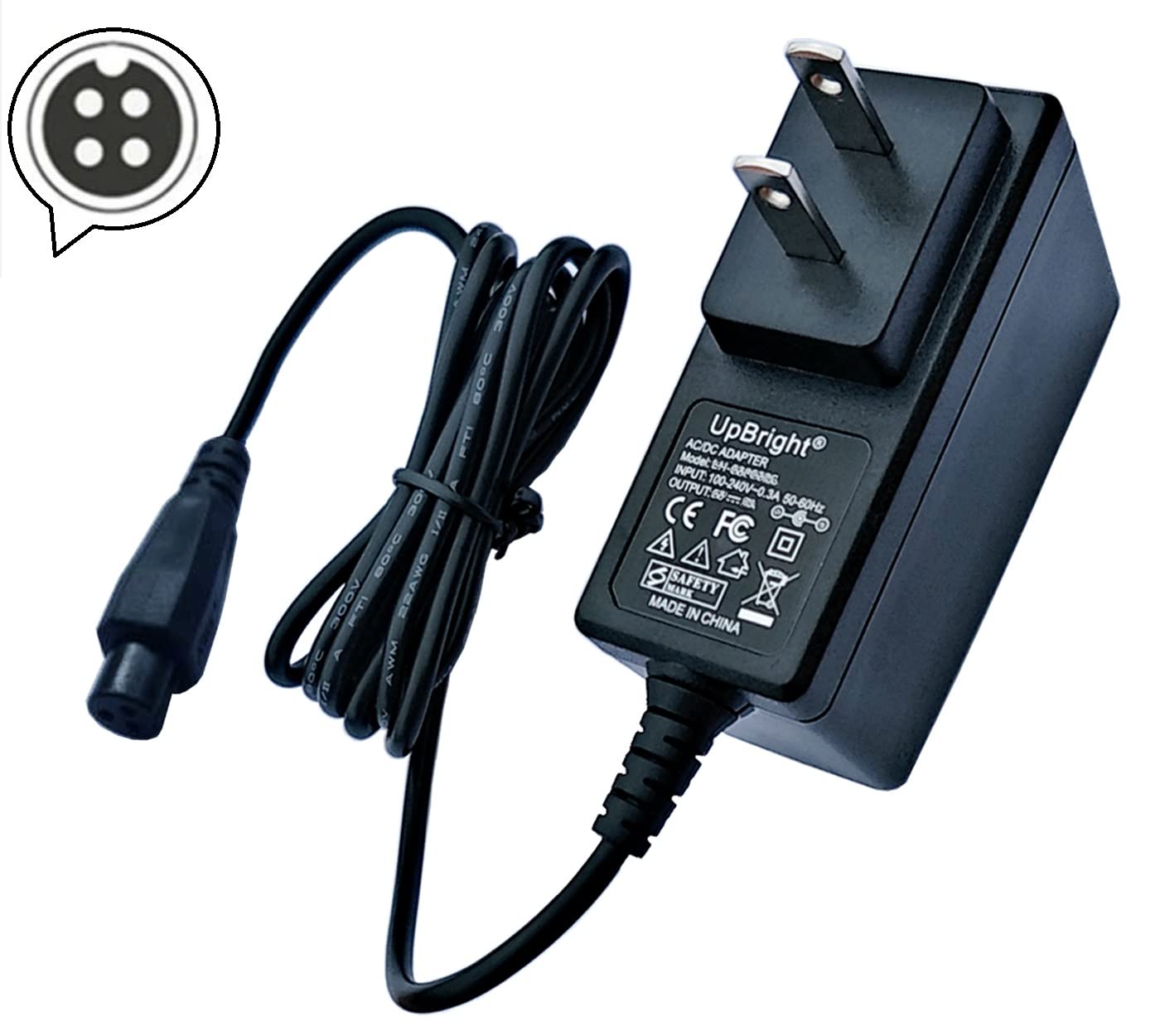 UpBright 4-Prong 42V AC/DC Adapter Compatible with Voyager HOVER3030B-BLU 36V 2Ah Li-ion Battery HOVER3030B-PUR-STK-1 HOVER3030B-BLU-STK-1 HOVER-3030B-PUR 3030B-BLU 42VDC 0.4A Power Supply Charger PSU