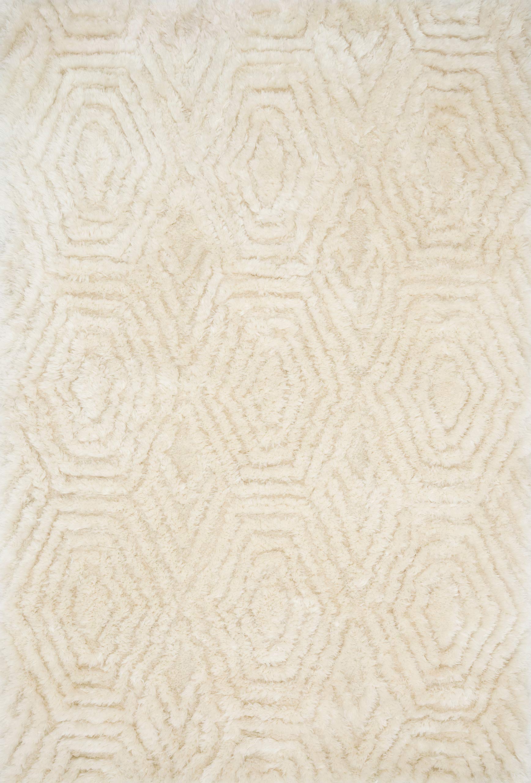 Loloi Caspia Collection by Justina Blakeney Shag Area Rug, 5'-0" x 7'-6", Ivory