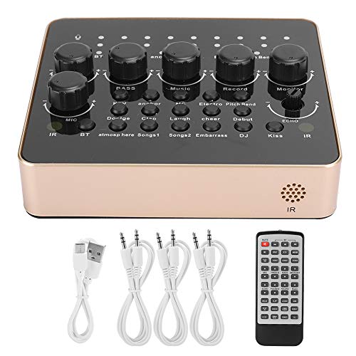 Live Broadcast Sound Card , DJ Mixer Karaoke Voice Mixer Mini BT Voice Card Built in Two Noise Reduction Chips Support Multiple Sound Effects Fit for Live Broadcast ,Karaoke ,Recording