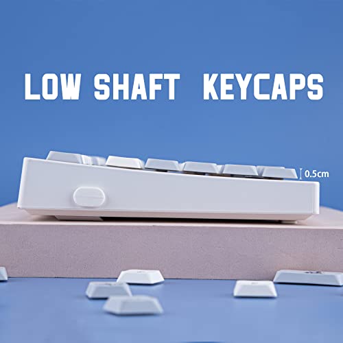 UniCusMech Custom PBT Low Shaft keycaps 124 Keys Dye Sublimation ANSI Layout Keycap for Mechanical Gaming Keyboard Gateron Cherry MX Switches(Space Rabbit)