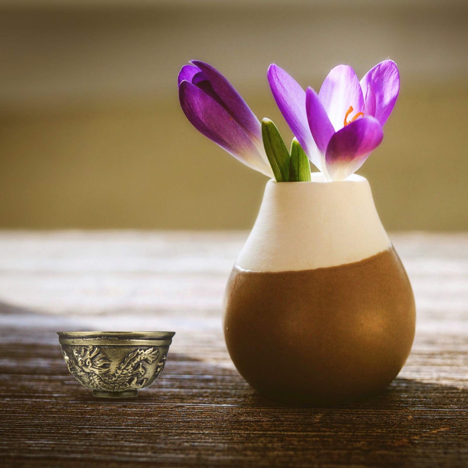 NUOBESTY Tibetan Buddhist Water Offering Bowl Decoration Bowl Great for Altar Use Ritual Use Incense Burner Smudging Bowl Buddha Worship Utensil
