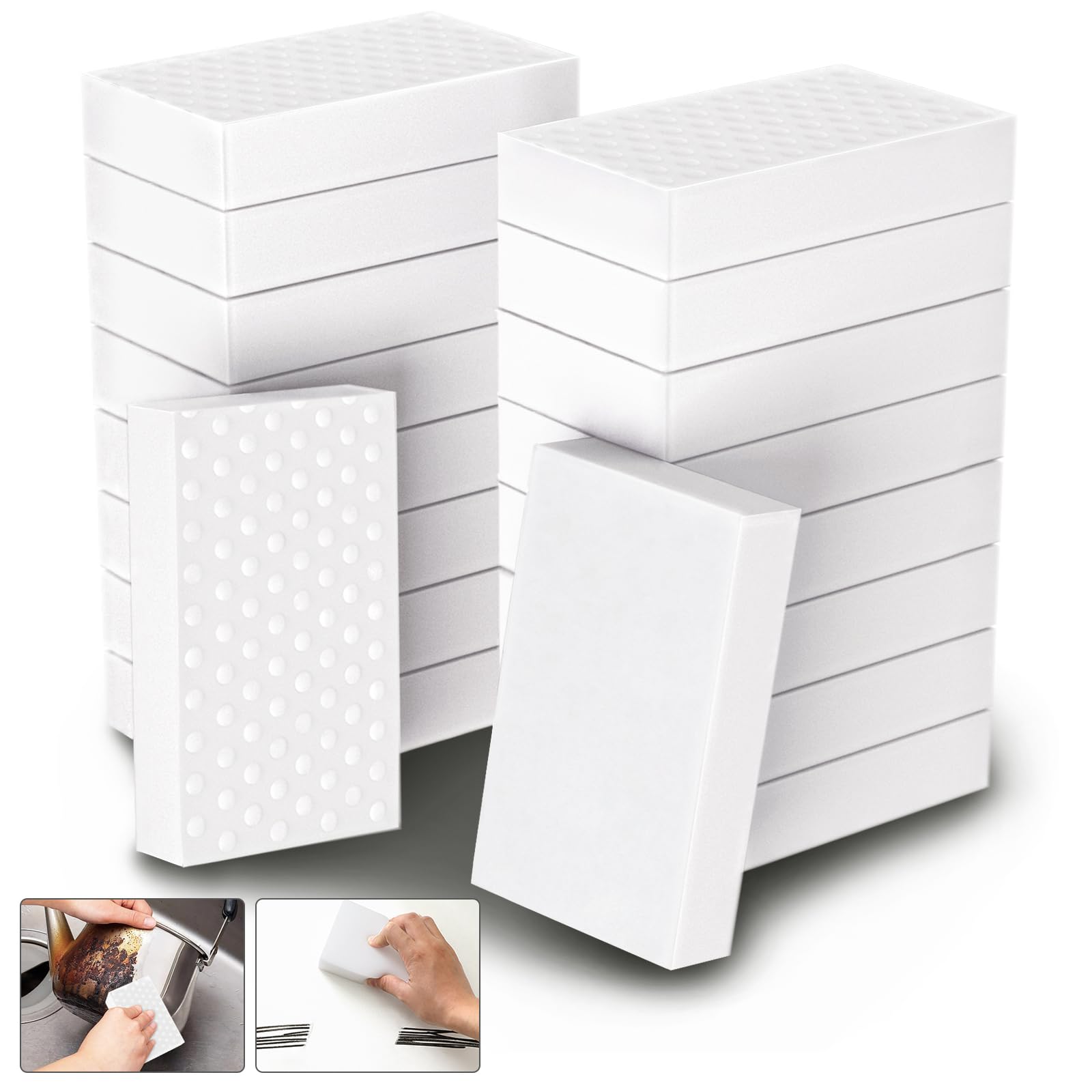 Magic Sponge Eraser,POWOBEST 50 Pack 2X Density Extra Thick Melamine Sponge,Household Extra Large Cleaning Pads,Melamine Foam, No Scratches Cleaning Sponge,Multi-Purpose Bathroom,Floor, Kitchen