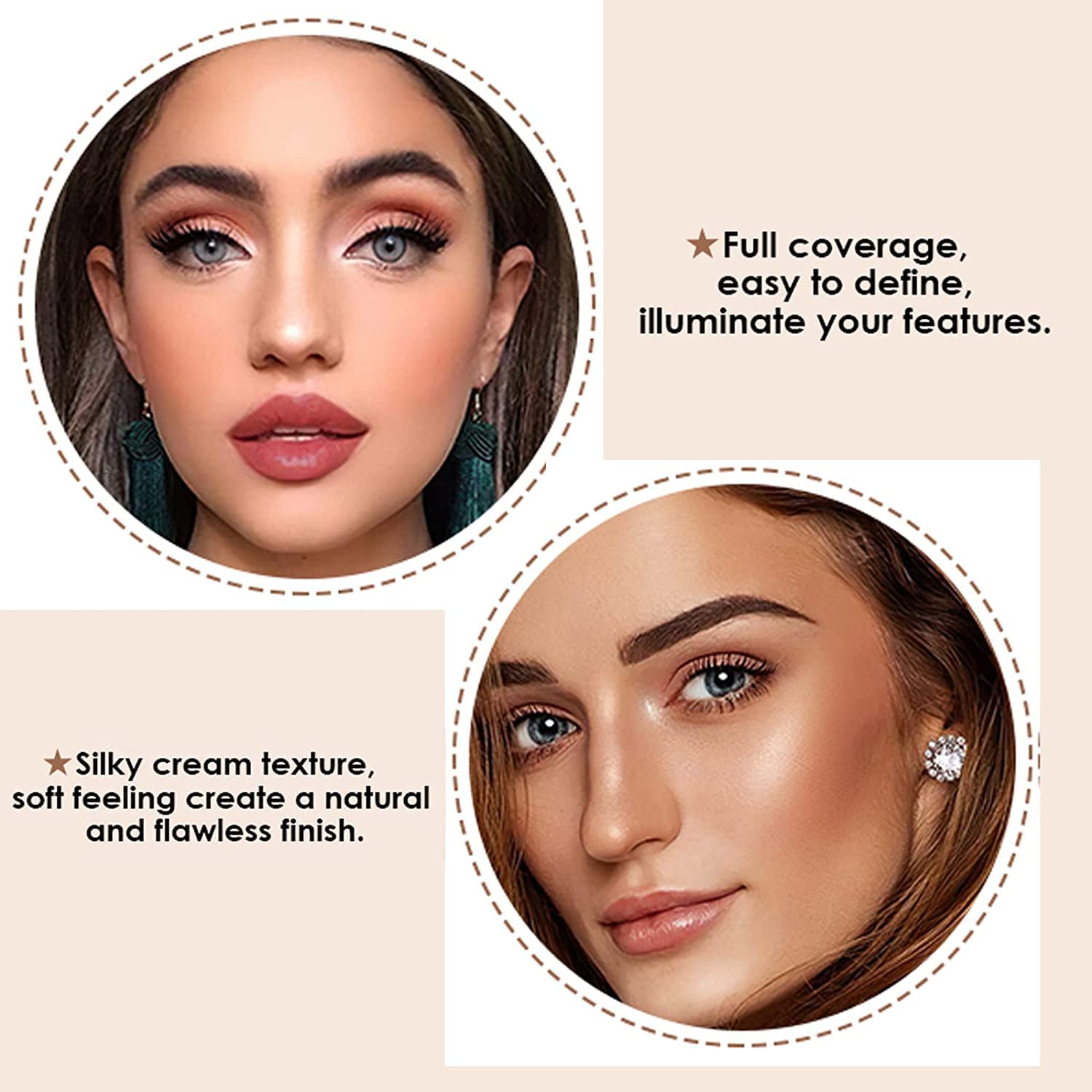 Upgrade Contour Stick, Concealer Highlighter Stick with Brush, Blends Easily, Waterproof and Longlasting Foundation Bronzer Stick, Professional Face Body Creamy Contour Makeup(4#Contour)