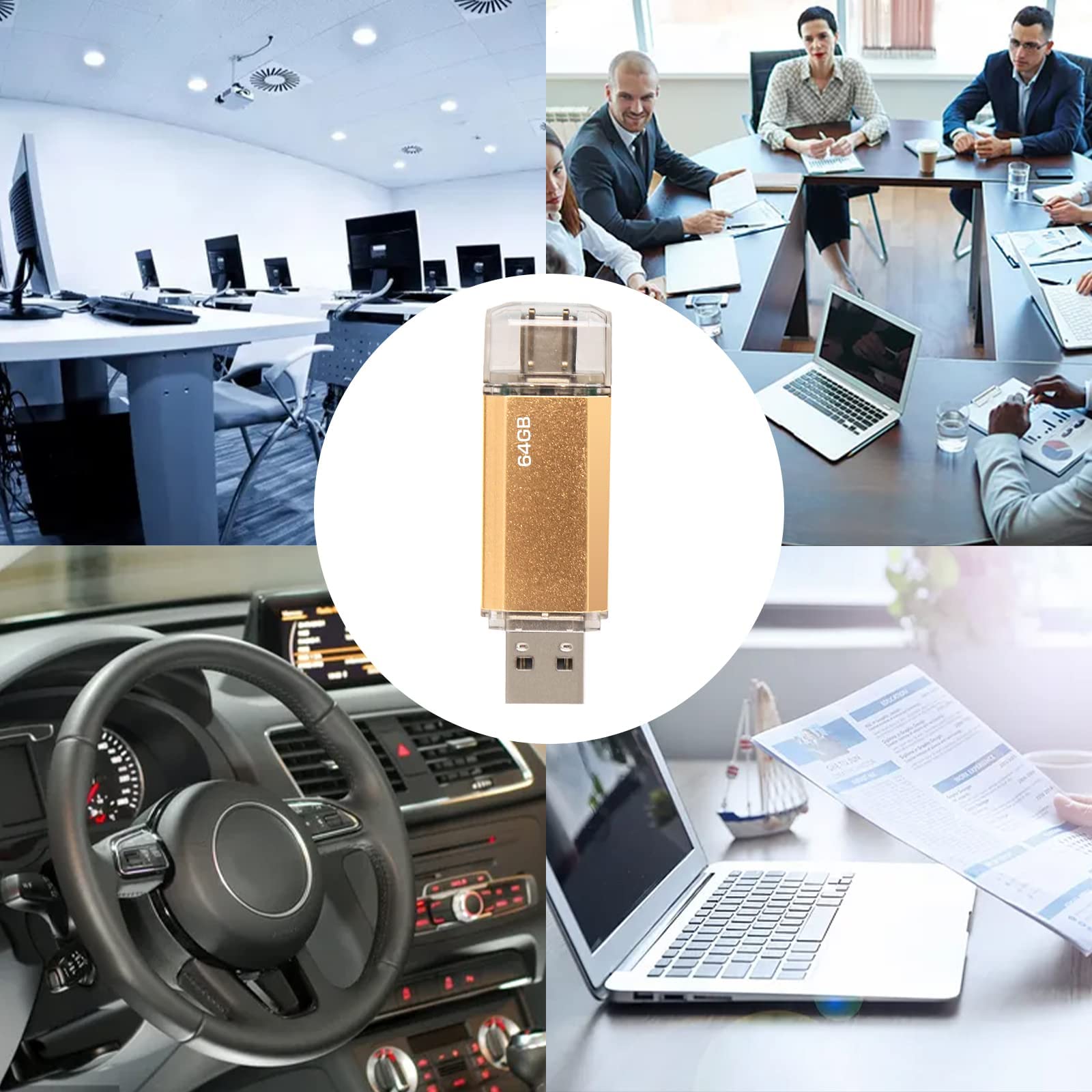USB Drive Type C 64GB, 2 in 1 USB 2.0 Flash Drive, Ersynke 64GB USB Thumb Drive for PC/Tablet/Laptop/Compatible with Xiaomi/Oneplus/Huawei etc. Smartphones with Type C