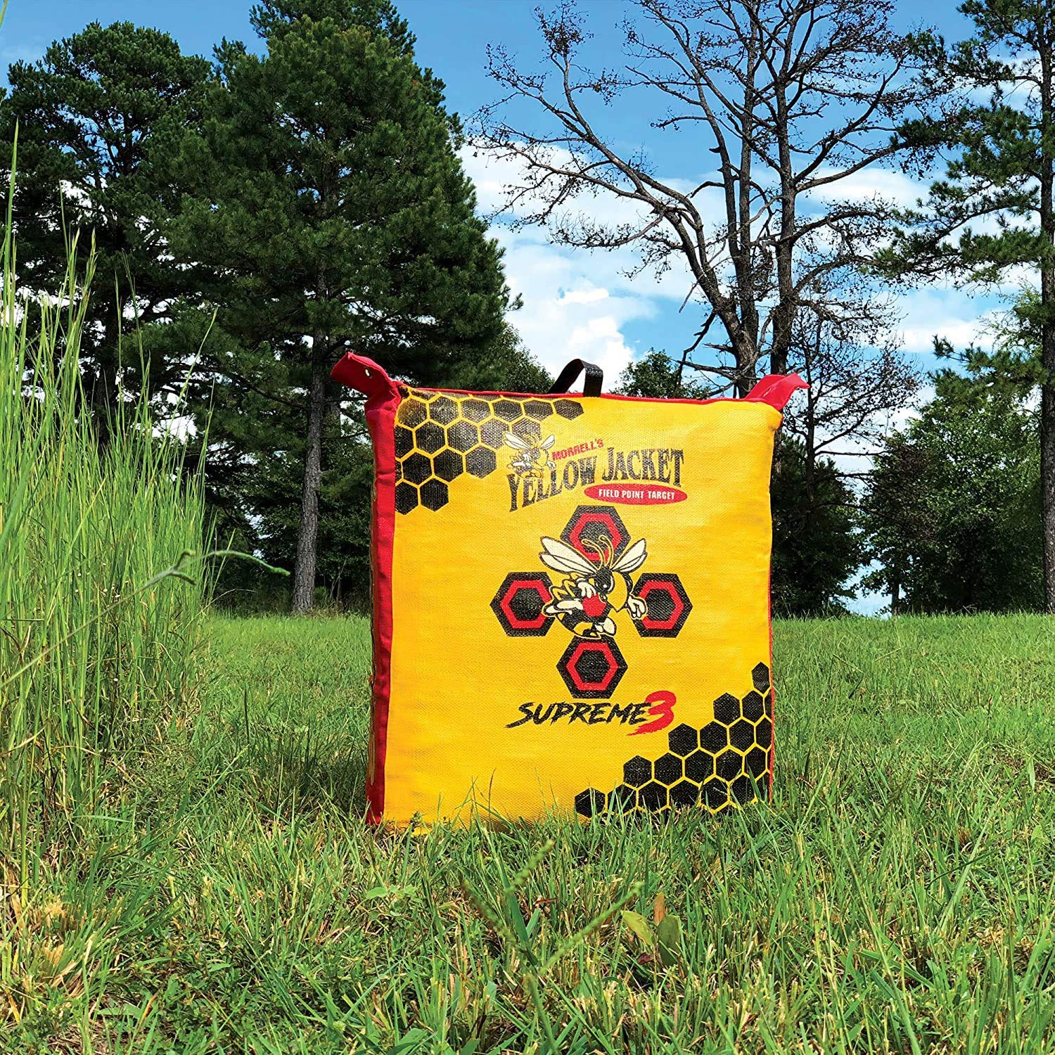 Morrell Yellow Jacket Supreme 3 28 Pound Adult Field Point Archery Bag Target w/HME Products Archery Range Practice Shooting 30 Inch Bag Target Stand