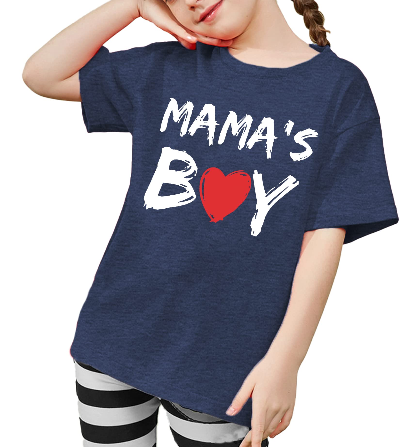 Valentine's Day Mom's Boy Todder Kids Shirt Cute Love Heart Print Short Sleeve Graphic Tees Tops