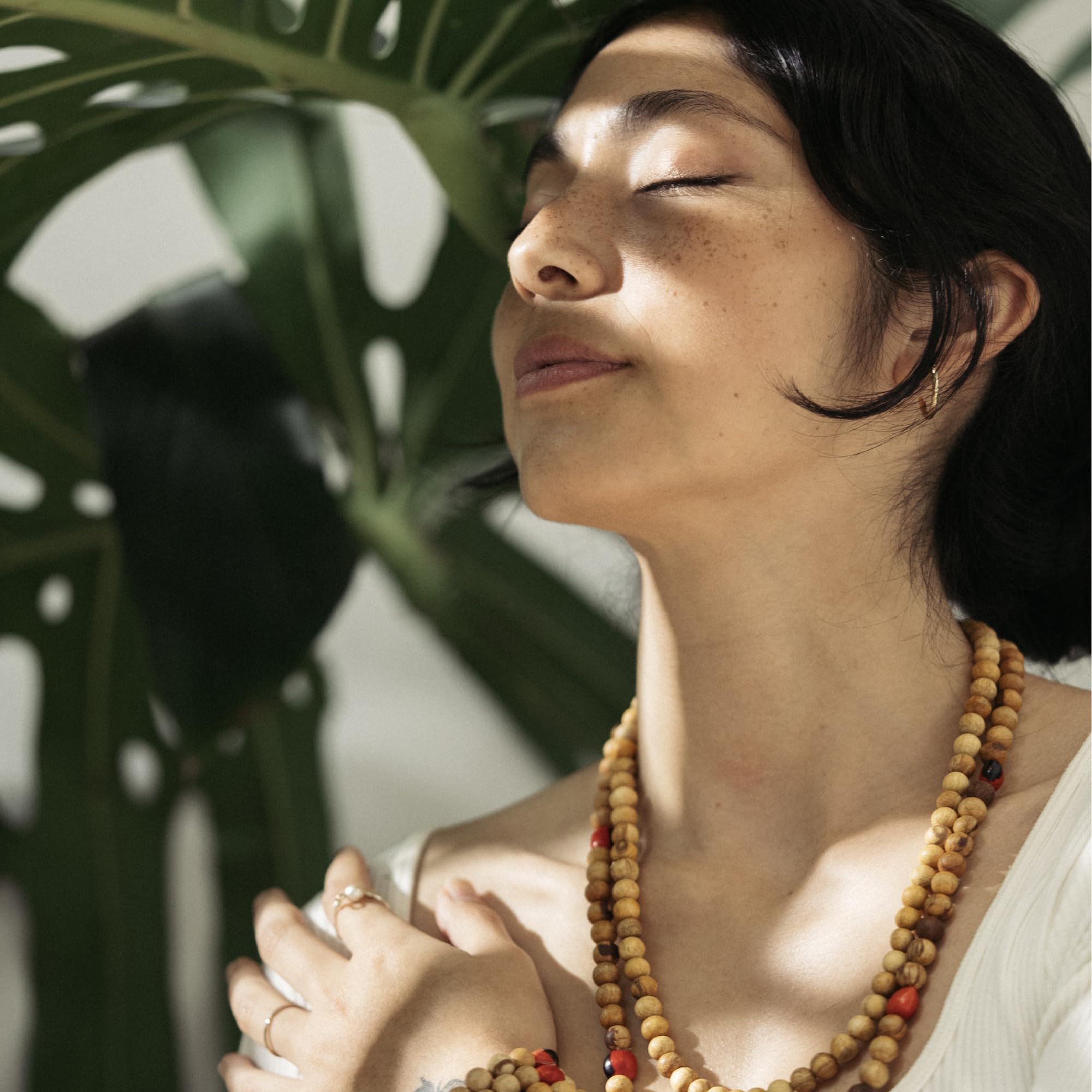 Luna Sundara Palo Santo Necklace Handmade in Peru Highly Aromatic and Spiritually Cleansing (Palo Santo)