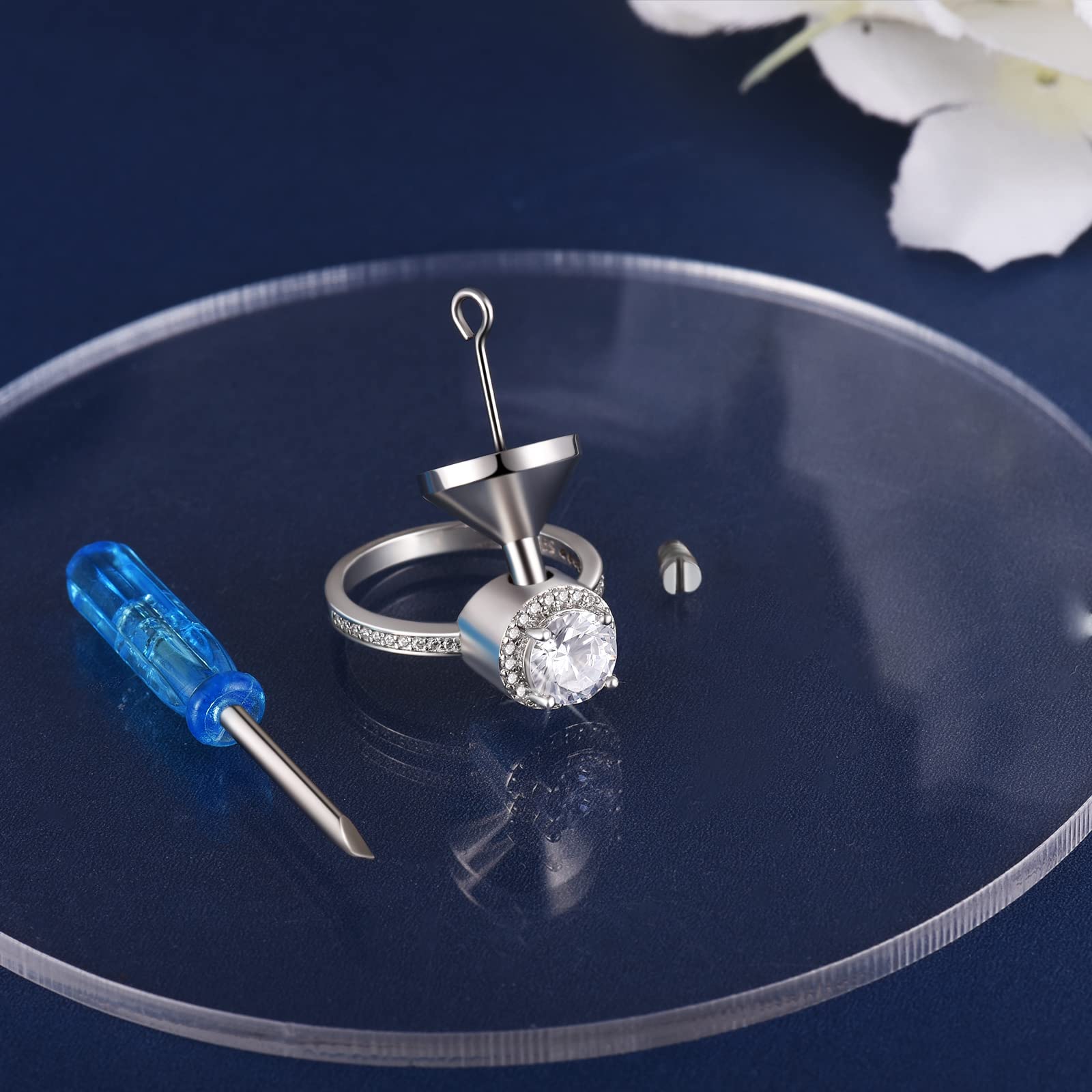 Sterling Silver Urn Ring for Ashes Cremation Memorial Keepsake Ring with Cubic Zirconia Bereavement Keepsake Jewelry for Ashes of Loved Ones for Women (5)