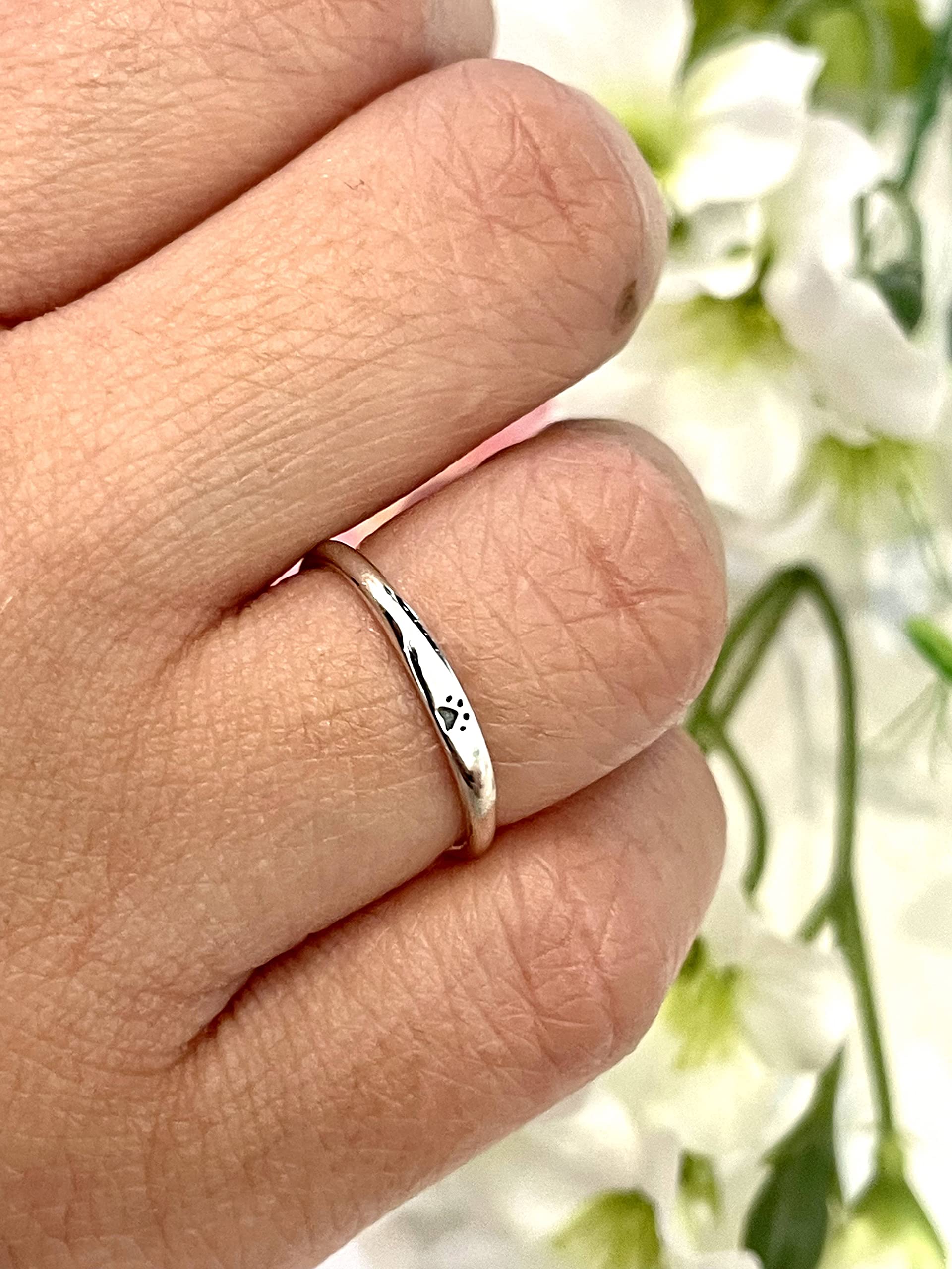 PERFECTJEWELZ Dog's Paw Print Stackable Ring 925 Sterling Silver 2.2mm Size 6
