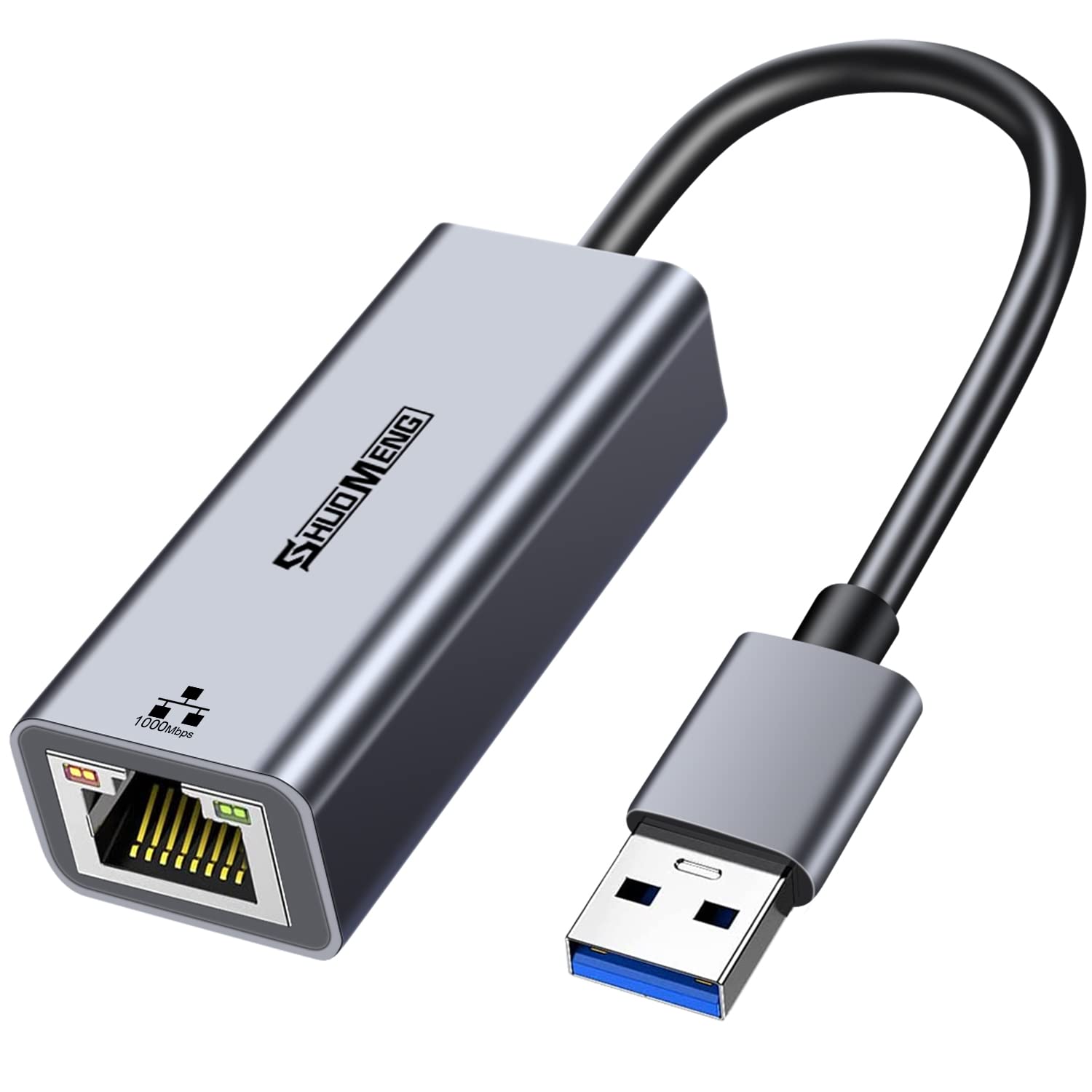 USB to Ethernet Adapter, USB 3.0 to 10/100/1000 Gigabit Ethernet USB LAN Network, RJ45 Internet, WiFi Adapter for Laptop Nintendo Switch, Windows, Surface, Apple MacBook, Mac/Linux Ethernet Adapter
