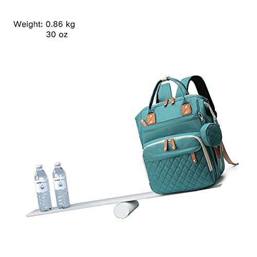 UISKOOPW Diaper Bag Backpack, Baby Nappy Waterproof Changing Bags Multifunction Travel Back Pack with Stroller Straps (Green)