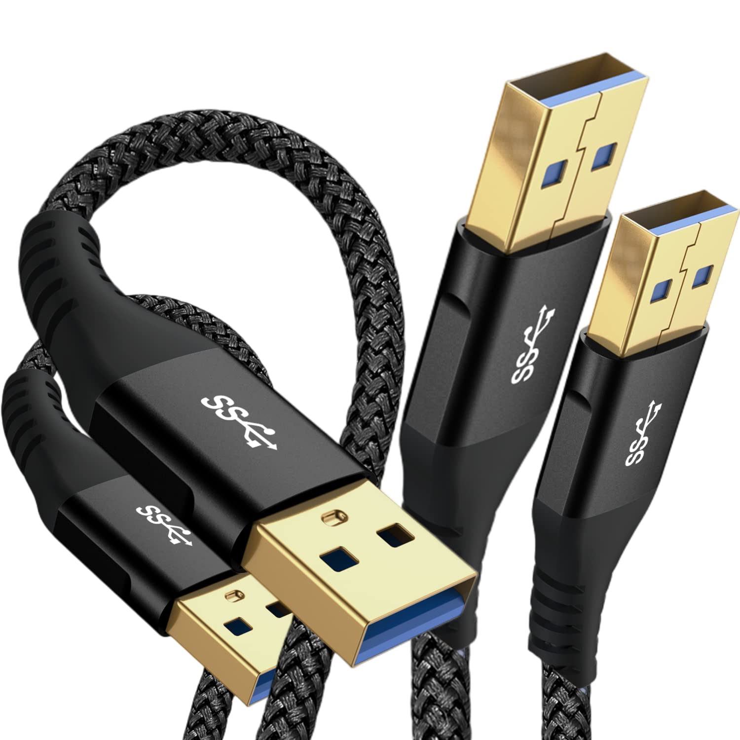 USB to USB Cable [2-Pack, 3.3ft], AviBrex USB 3.0 A to A Cable Type A Male to Type A Male for Data Transfer Compatible with Hard Drive,Laptop,DVD Player,TV,USB 3.0 Hub, Monitor,Camera,Set Up Box&More