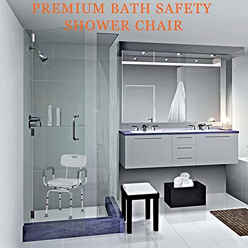PAYRFV Pivoting Swivel Shower Chair for Elderly Seniors, 360° Bathtub Seat with Arms and Back Bath Stool Aid with Swivel Seat, Adjustable Height Shower Bench, Bathroom Bath Chair for Inside Shower