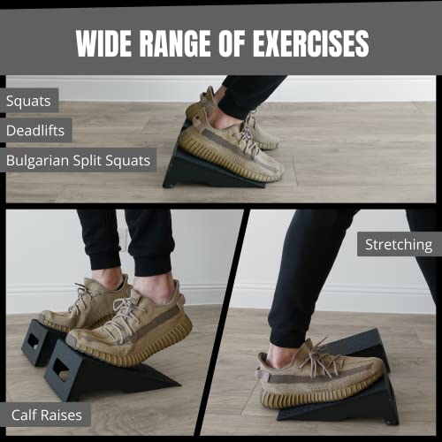 Squat Wedge - Metal Slant Board with Towel - Knees Over Toes Wedge Blocks - Incline Board for Squats, Deadlift & Lunges - Heel Elevated Squats & Calf Stretching - Physical Therapy & Exercise Equipment