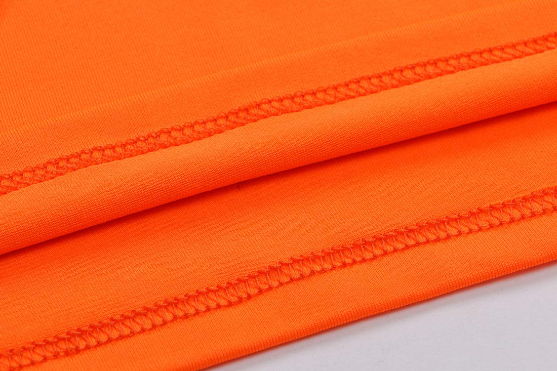 Red Plume Men's Cool Dry Fit Long Sleeve Compression Shirts, Active Sports Athletic Workout Shirt, Sports Base Layer T-Shirt (ORANGE, Medium)