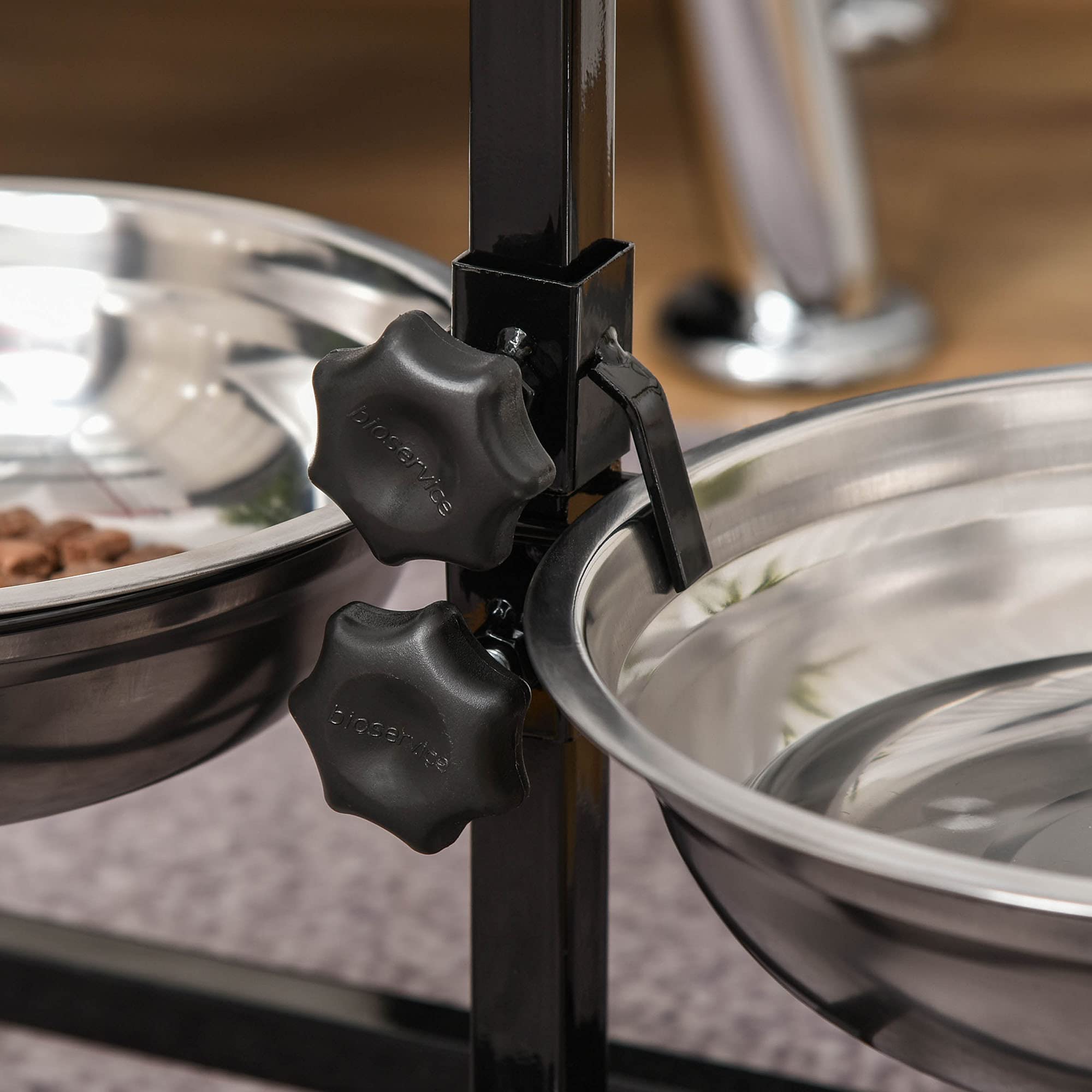 PawHut Adjustable Elevated Dog Bowls, Stainless Steel Dog Double Bowls with H-Base Raised Bowl Stand for Dogs Cats, 22.5"H
