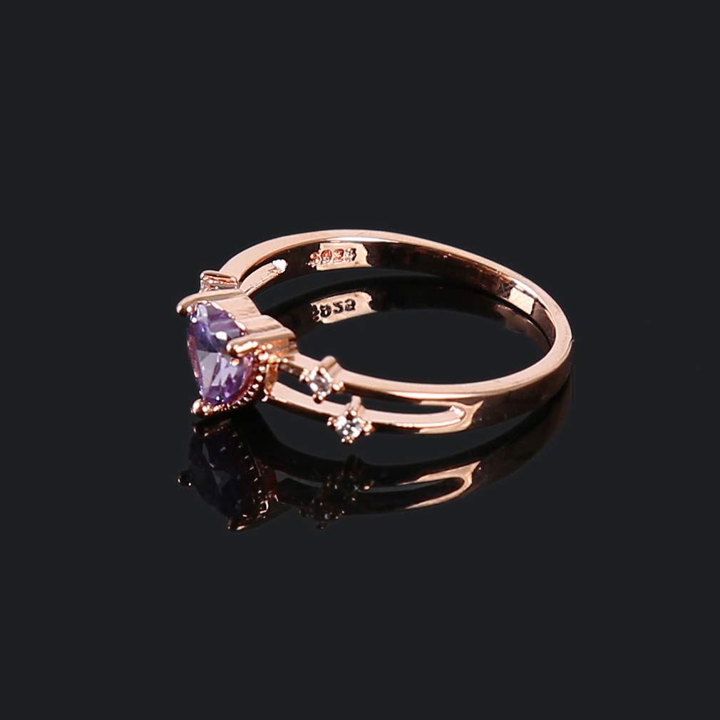 LZIYAN Heart Shape Purple Zircon Rings Charm Fashion Ring Jewelry for Women,Size 7