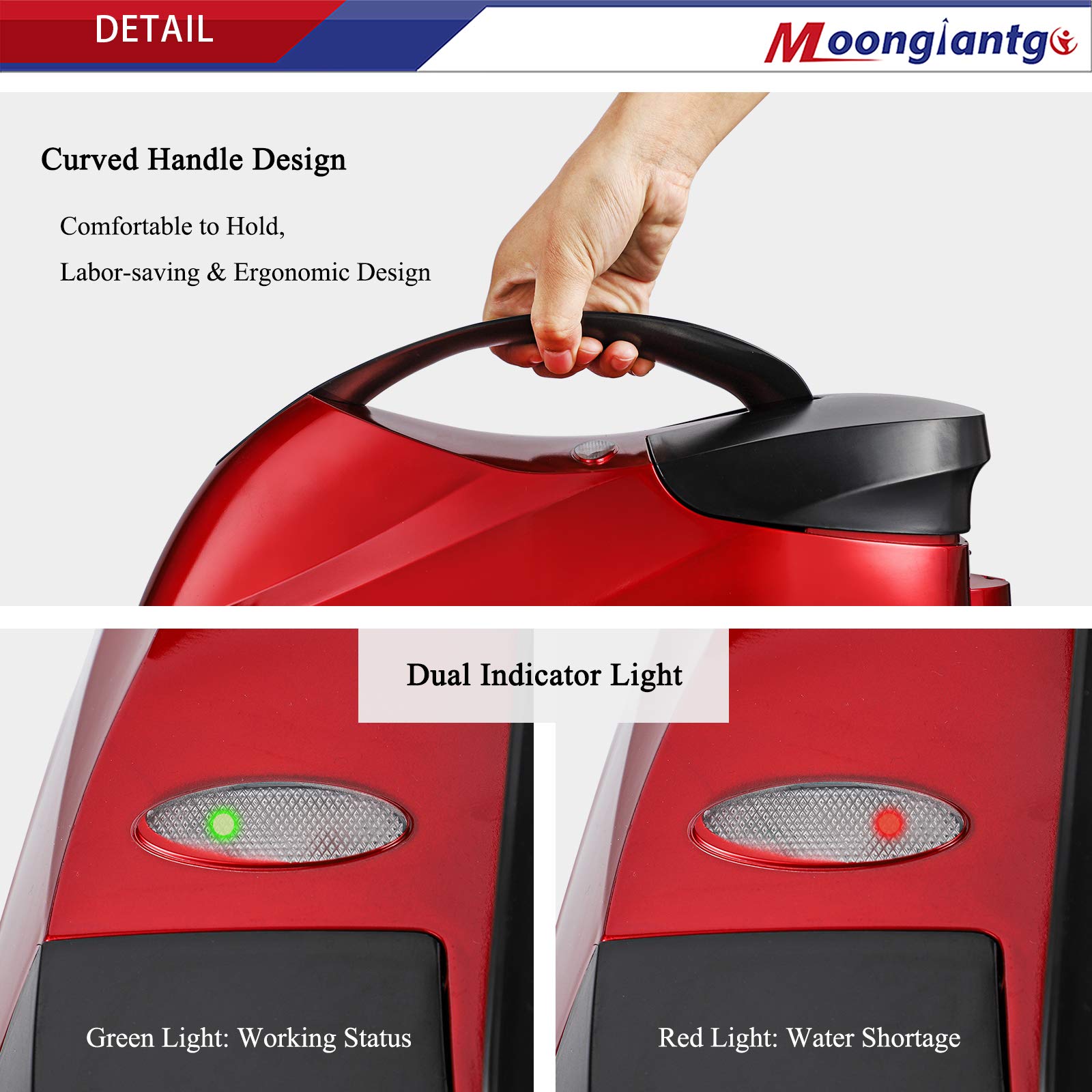 Moongiantgo 2000W Multipurpose Steam Cleaner Home Steam Cleaning Machine 1.5L Continuous Add Water for Kitchen House Chemical-Free Cleaning with Interchangeable Accessories (110V US Plug)