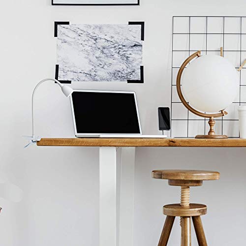 Newhouse Lighting NHCLP-OL-WH Olivia LED Clamp Light Desk Lamp with Flexible Gooseneck, 3 Brightness Levels & 3 Color Modes, White
