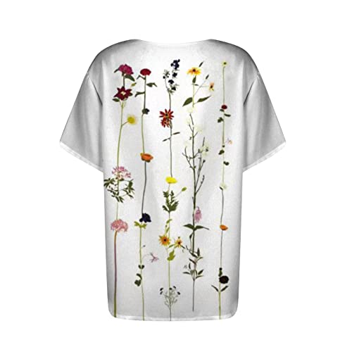 ZunFeo Women's Cotton Linen Top Shirts Short Sleeve Button Down Vneck Summer Trendy Tops Lightweight Pullover Tees