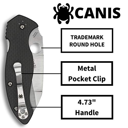 Spyderco Canis Knife with 3.43" CPM S30V Stainless Steel Blade and Carbon Fiber G-10 Laminate Handle - PlainEdge - C248CFP